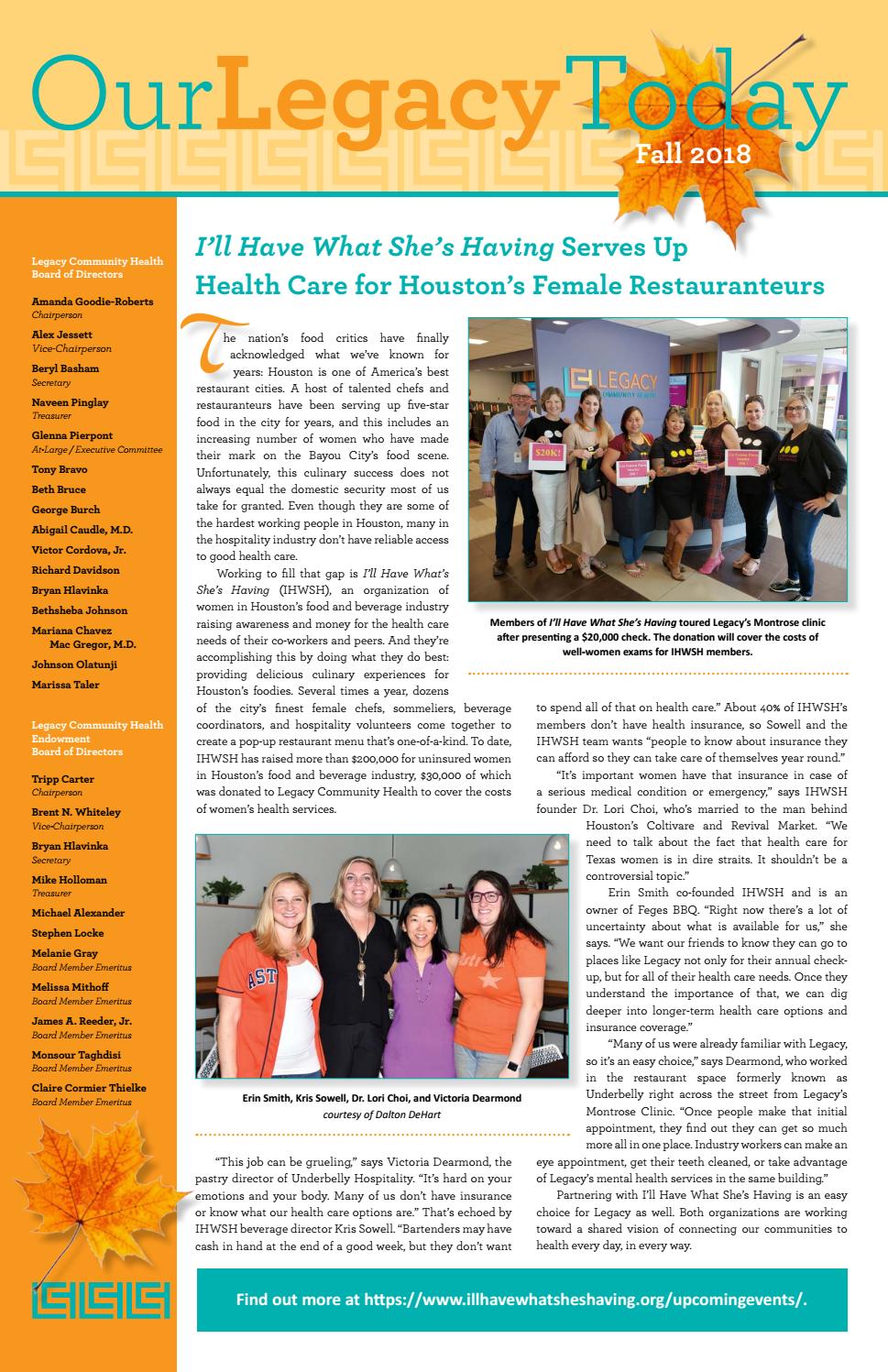 Legacy Community Health - 2018 Fall Newsletter by Legacy Community ...