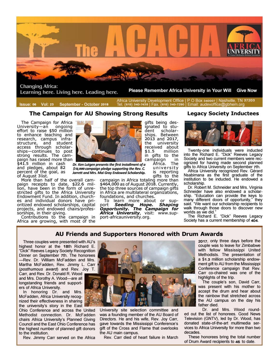 Acacia e-Newsletter - Sept. - Oct. 2018 issue by Africa University ...