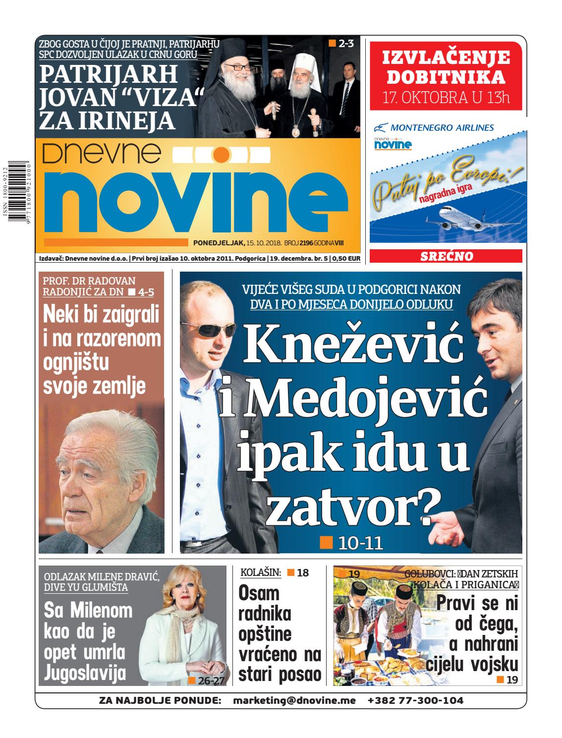 Dnevne novine 15. oktobar 2018. by Dnevne Novine - Issuu