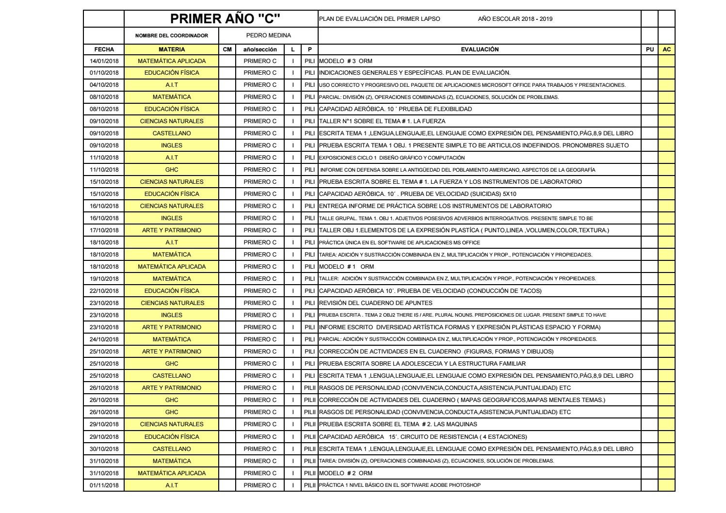 Plan de evaluacion 1er a%c3%91o c by Liceo Los Robles - Issuu