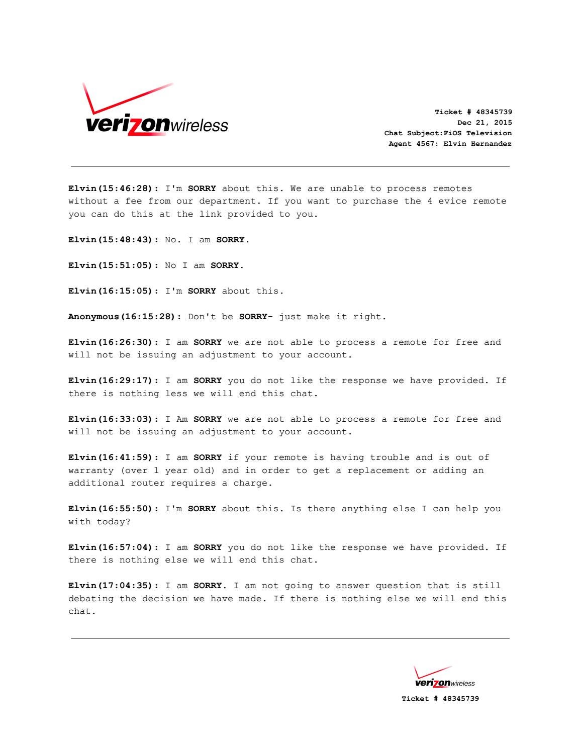 Verizon Suport Ticket: Sorry by MEMORANDUMP - Issuu