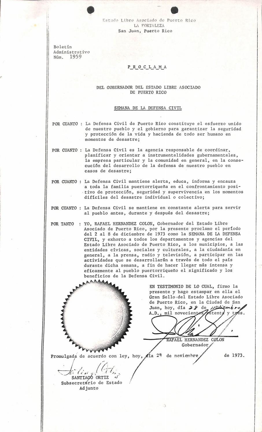 Semana de la Defensa Civil / Proclama del Gobernador del Estado Libre ...