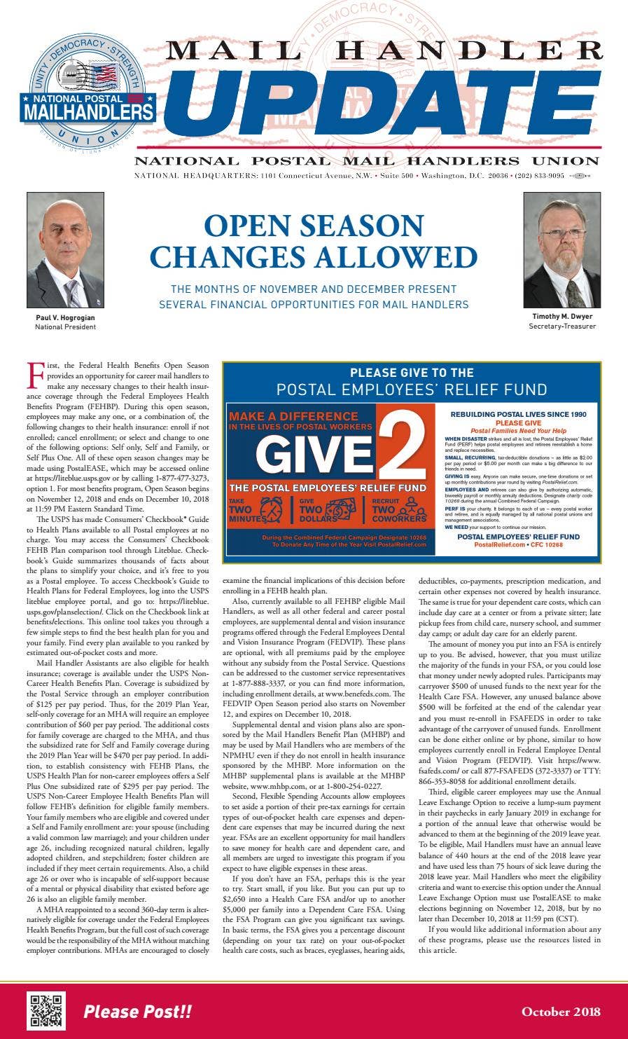 October 2018 Mail Handler Update by National Postal Mail Handlers Union ...