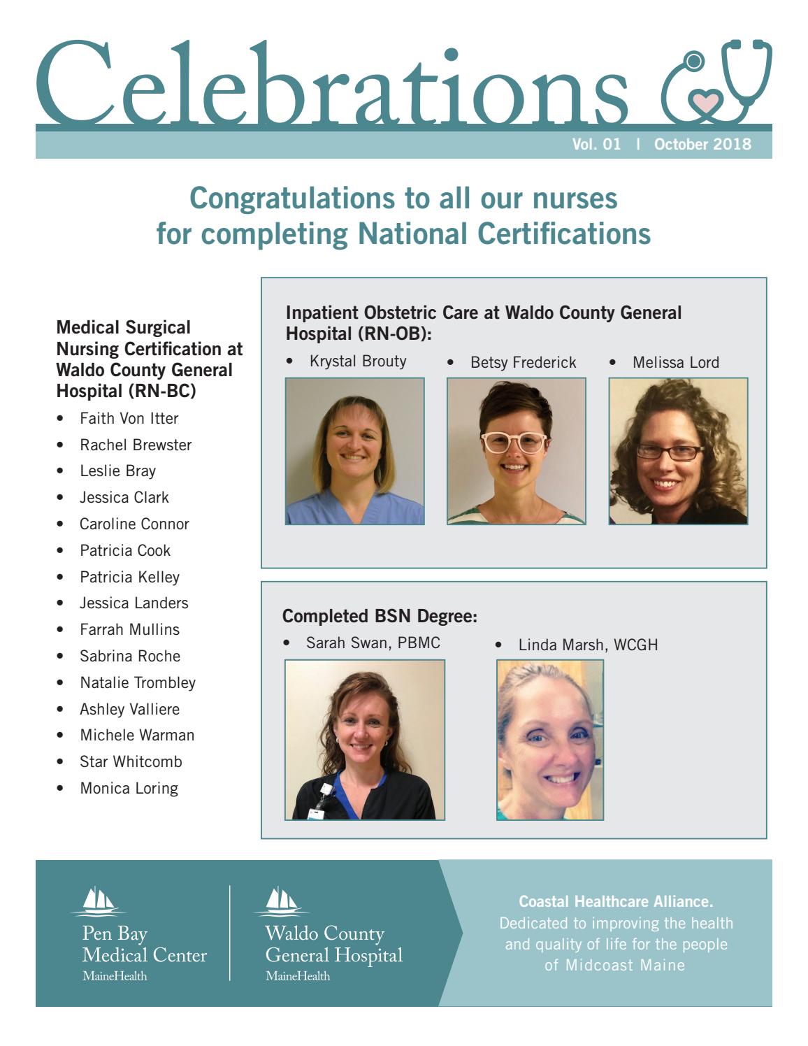 Celebrations Nursing Newsletter - October 2018 by Pen Bay Medical ...