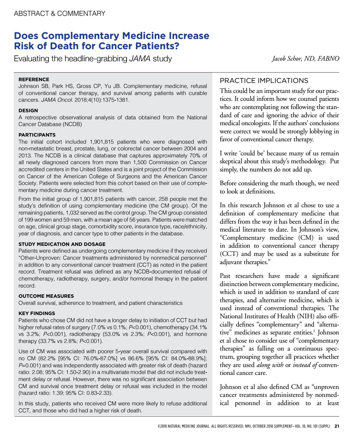 Natural Medicine Journal Oncology Special Issue 2018 by Diversified ...