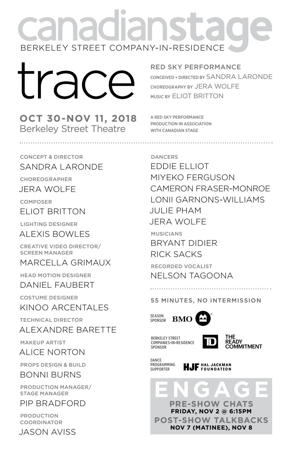 Trace - Program by Canadian Stage - Issuu