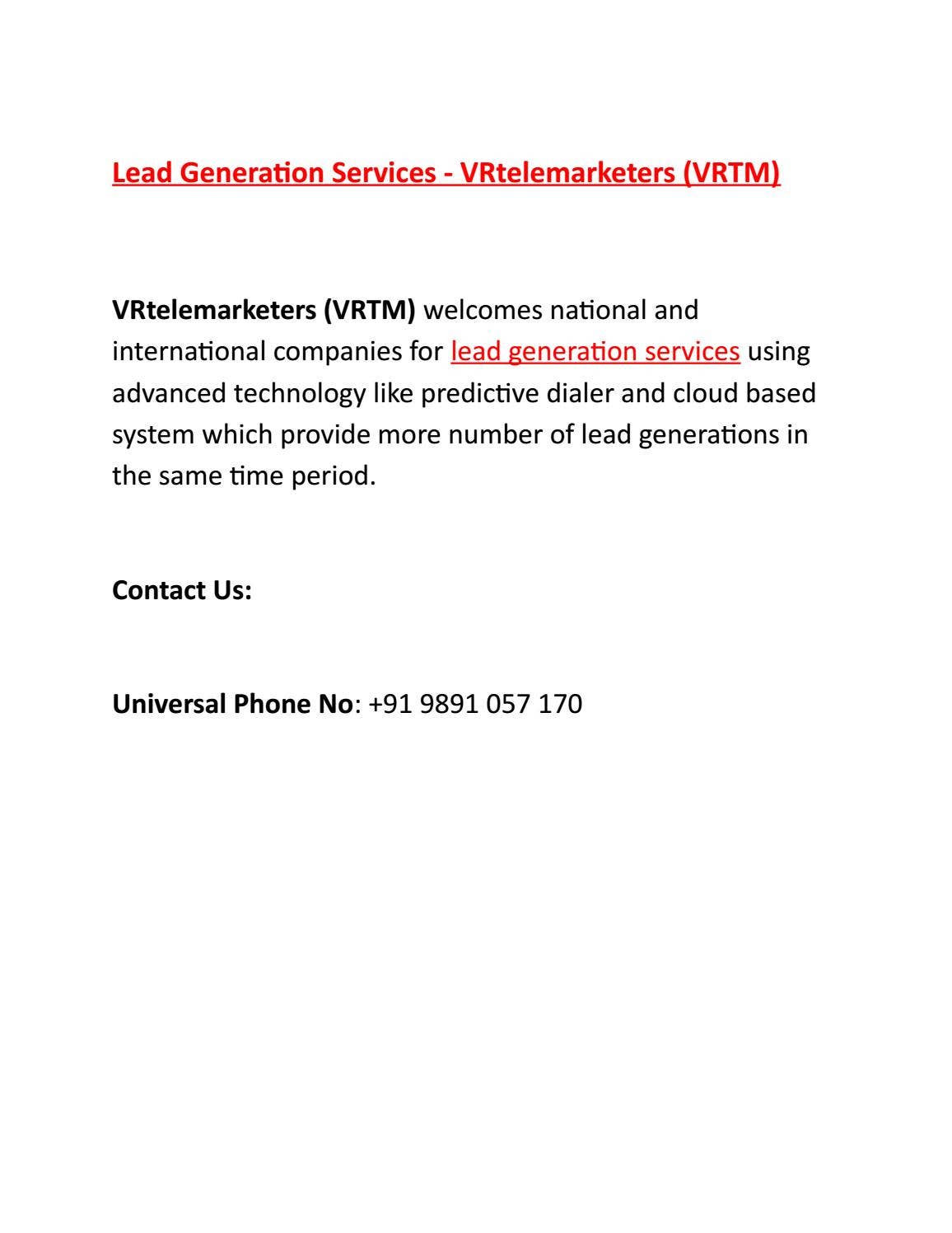 Lead Generation Services - VRtelemarketers (VRTM) by Call2Customer ...