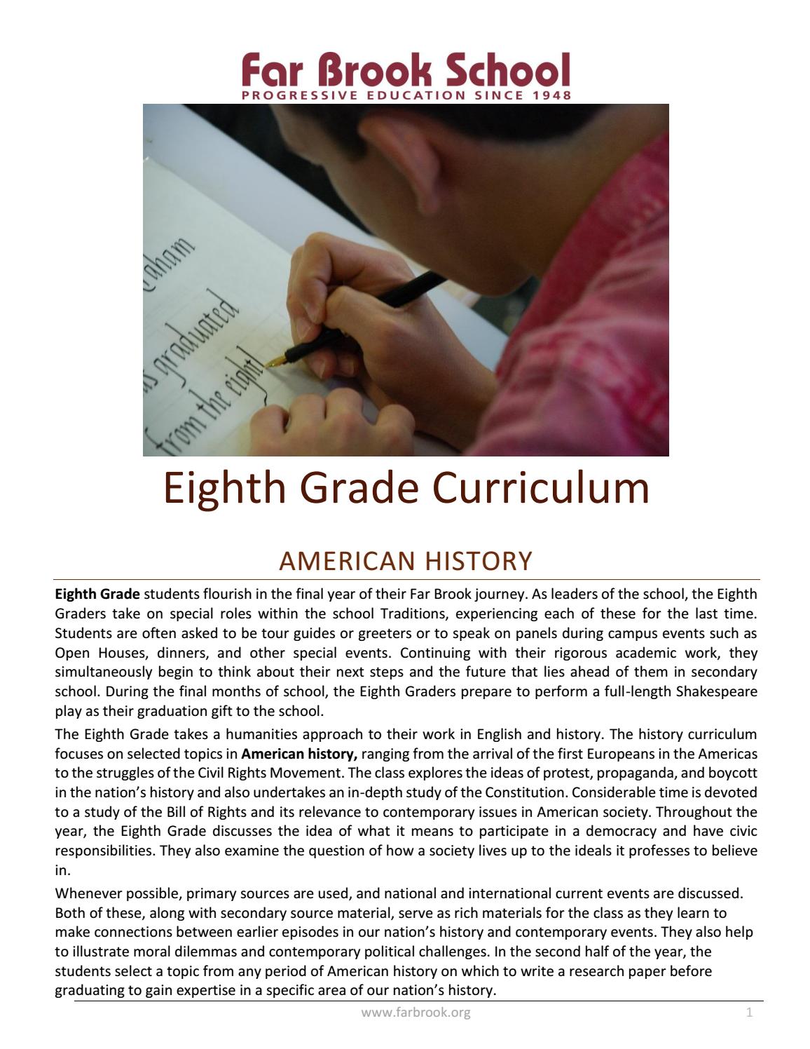 2018 Curriculum Guide - Grade 8 by Far Brook School - Issuu