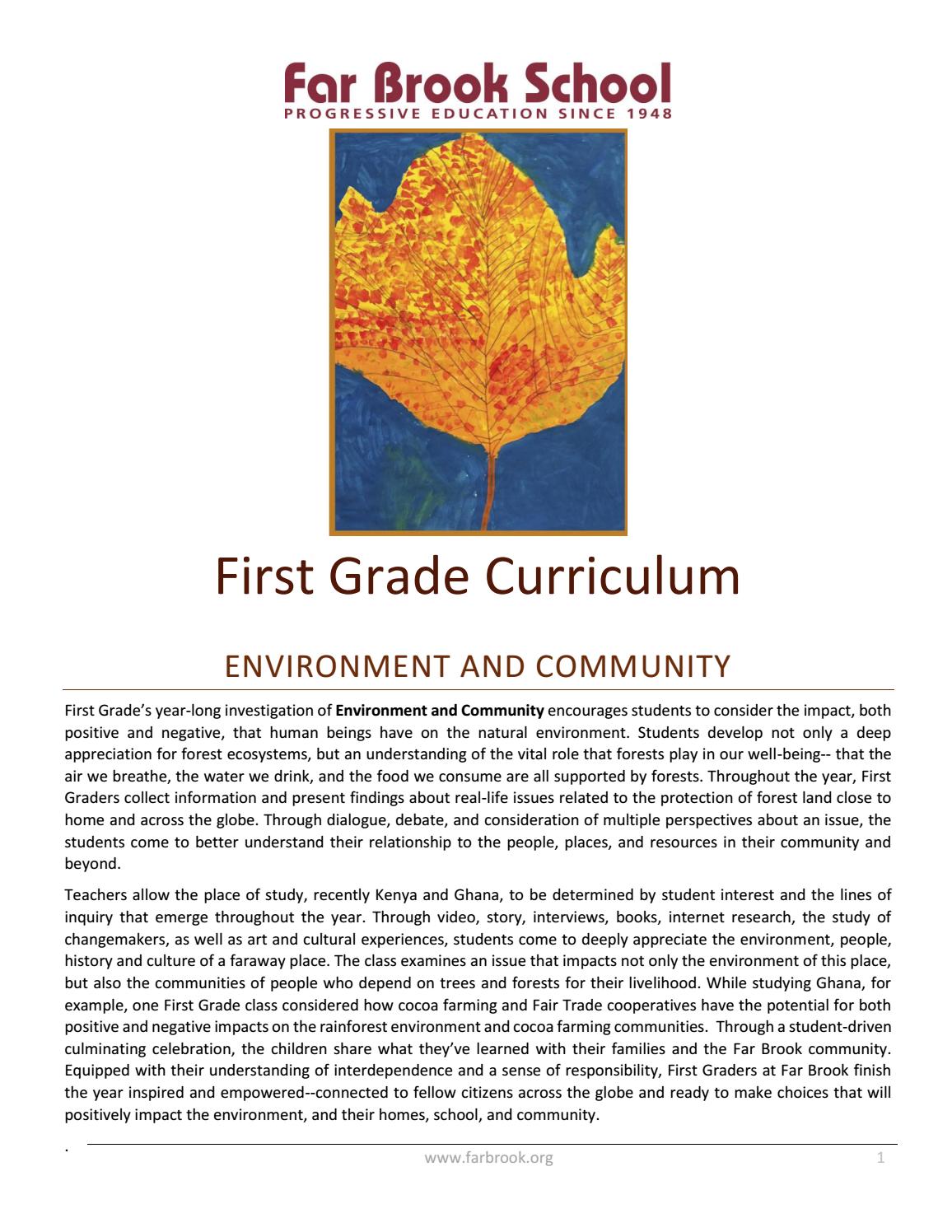 2018 Curriculum Guide - Grade 1 by Far Brook School - Issuu