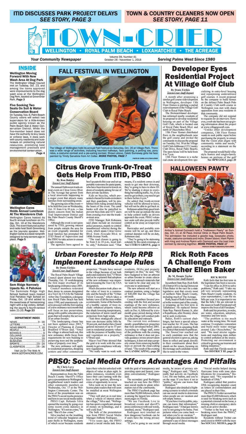 Town-Crier Newspaper October 26, 2018 by Wellington The Magazine LLC ...