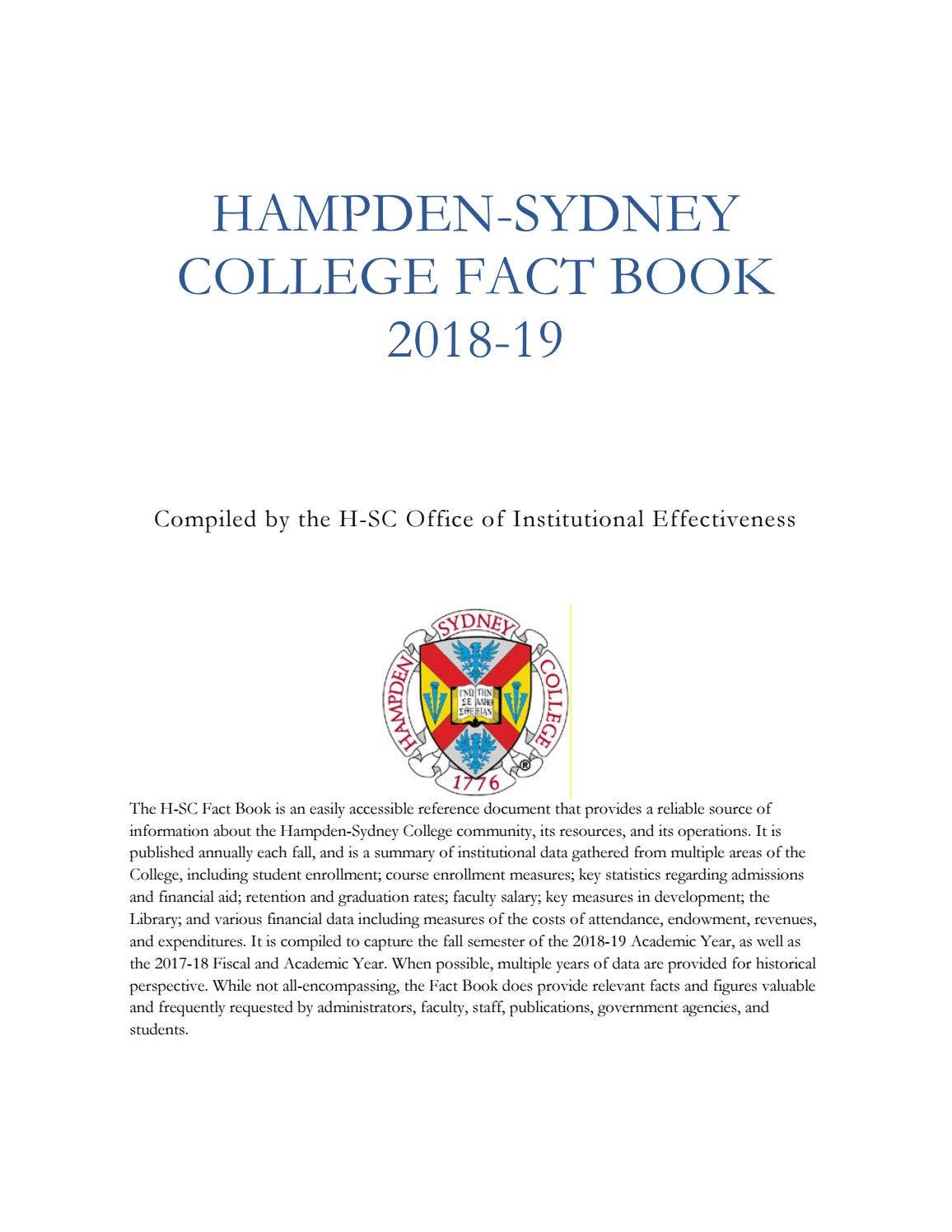 Hampden-Sydney College Fact Book, 2018 by Hampden-Sydney College - Issuu