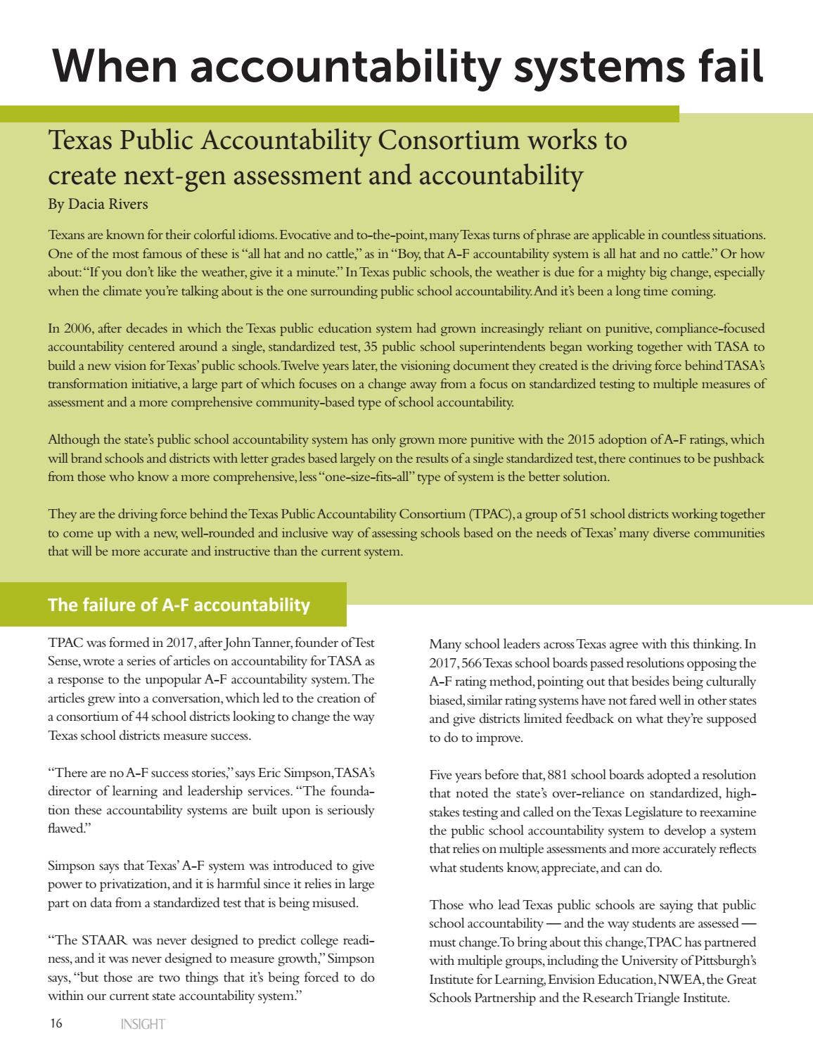 When Accountability System Fail by Texas Association of School ...