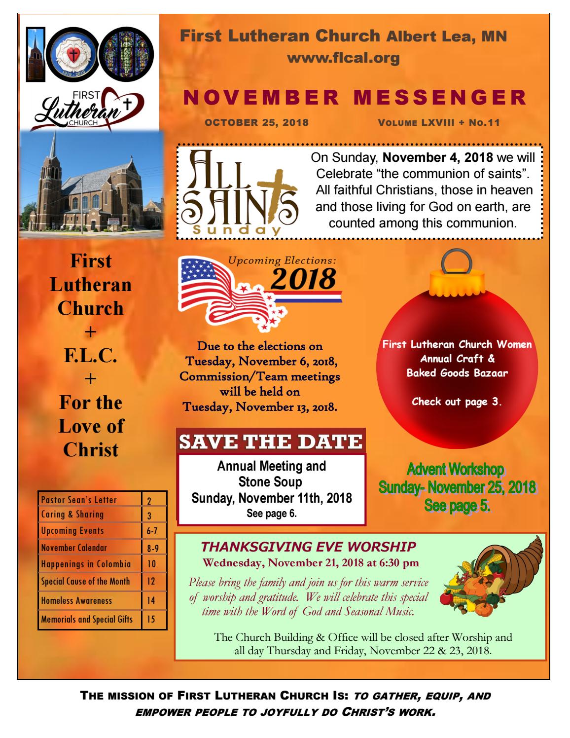 November 2018 by First Lutheran Church Messenger - Issuu