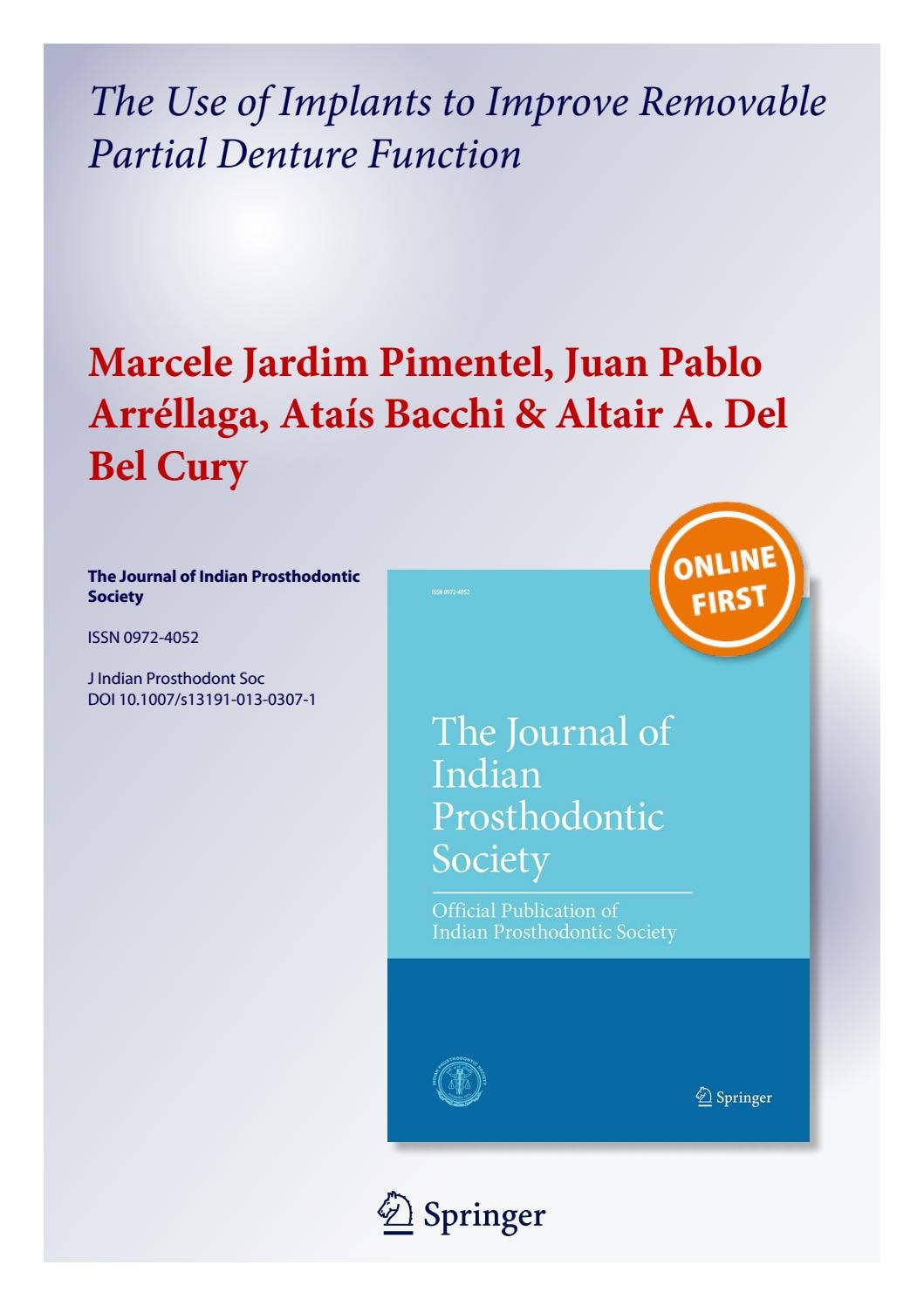The use of implants to improve PPR Function by MC/CM - Issuu