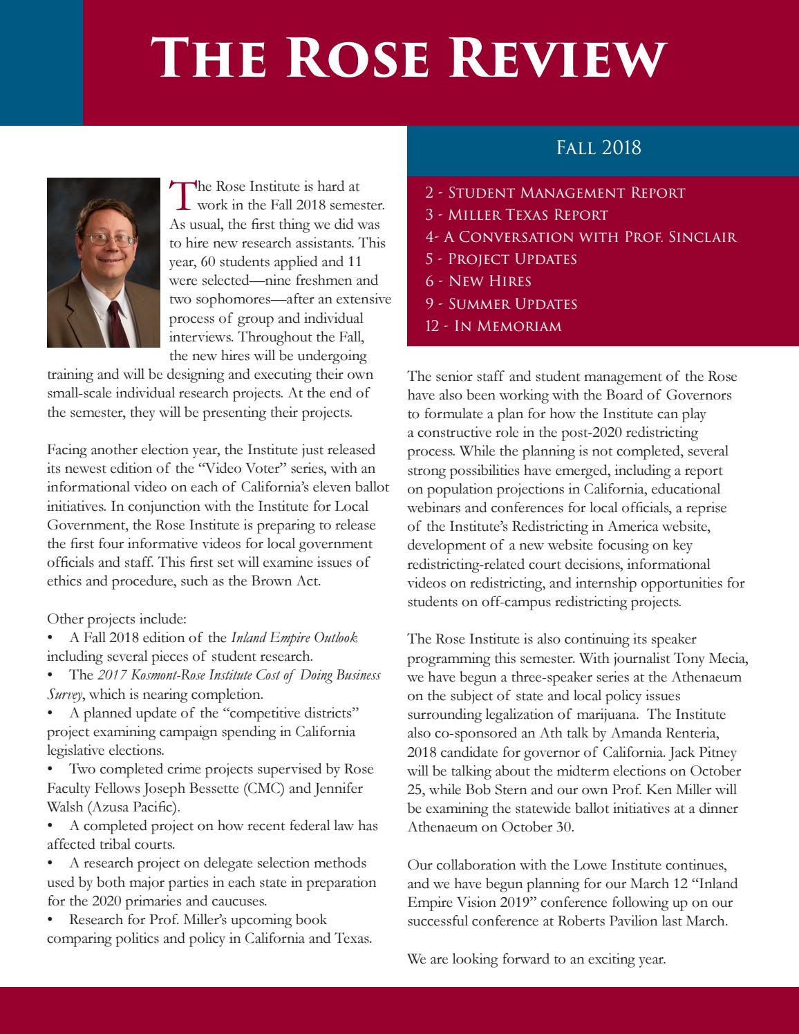 Rose Review_Fall 2018 by Rose Institute, CMC - Issuu