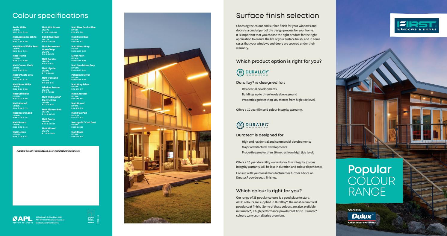 First Windows & Doors - Colour Chart by APL Window Solutions - Issuu
