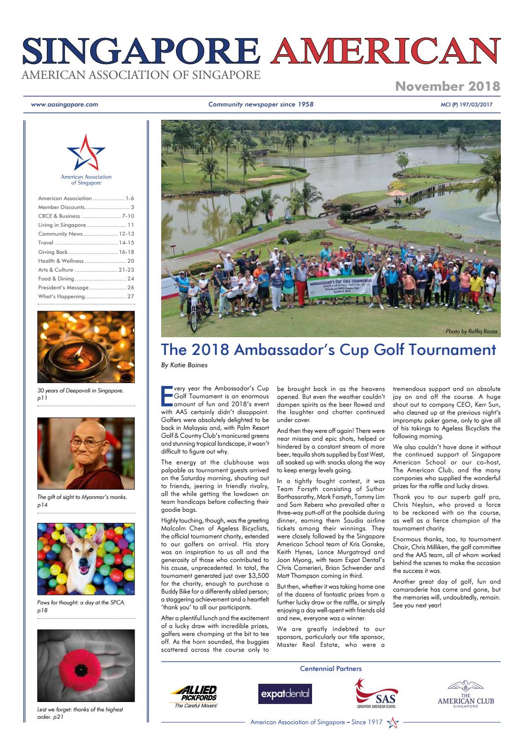 Singapore American Newspaper November 2018 by American Association of ...