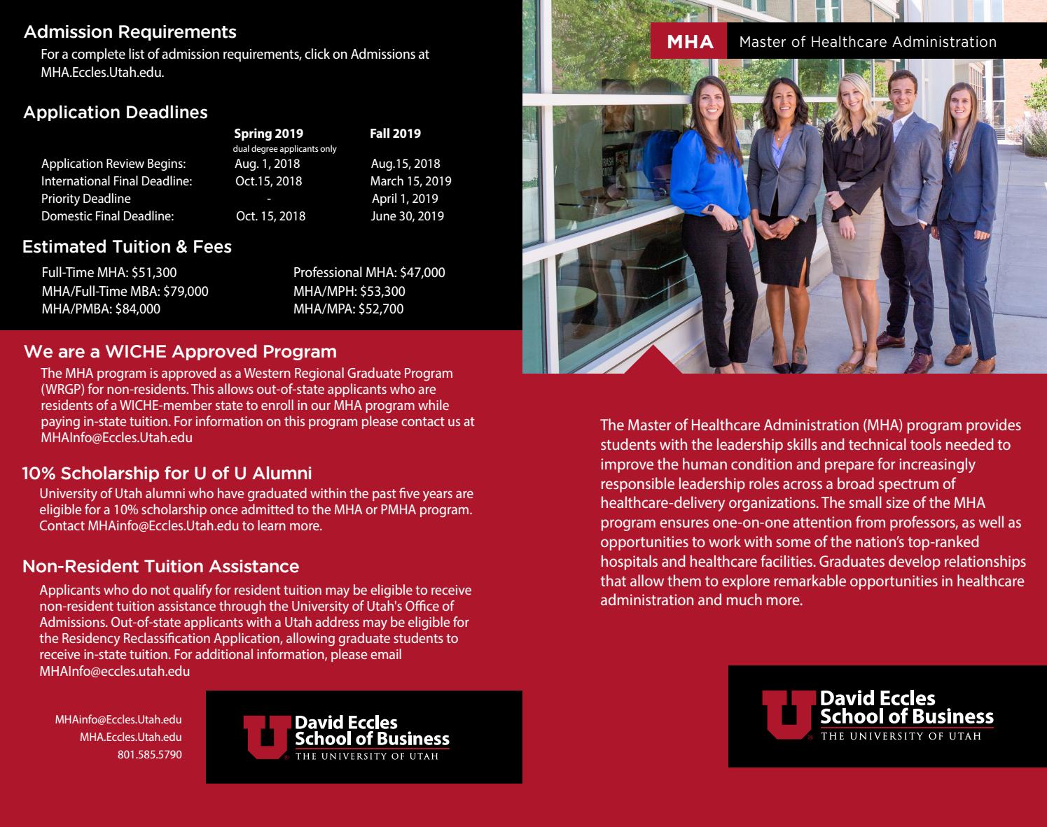 MHA Brochure 2018_2019 by David Eccles School of Business - Issuu