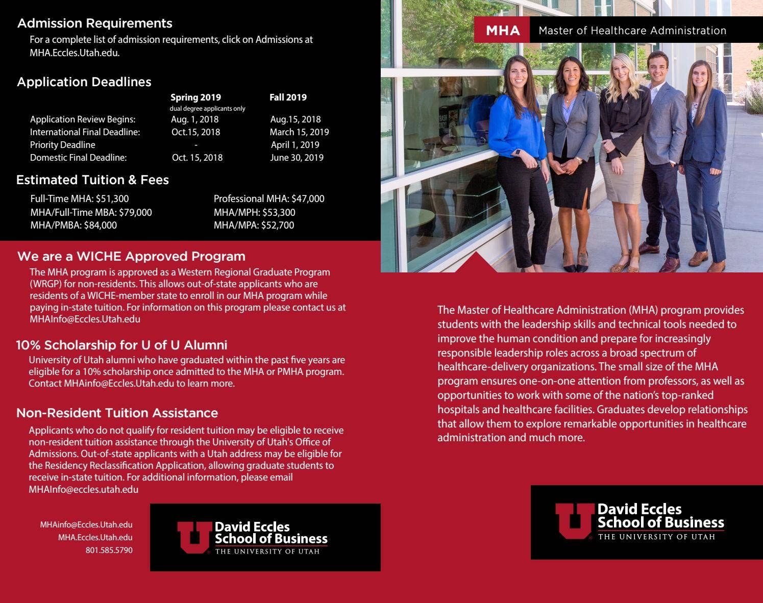 MHA Brochure 2018_2019 by David Eccles School of Business - Issuu
