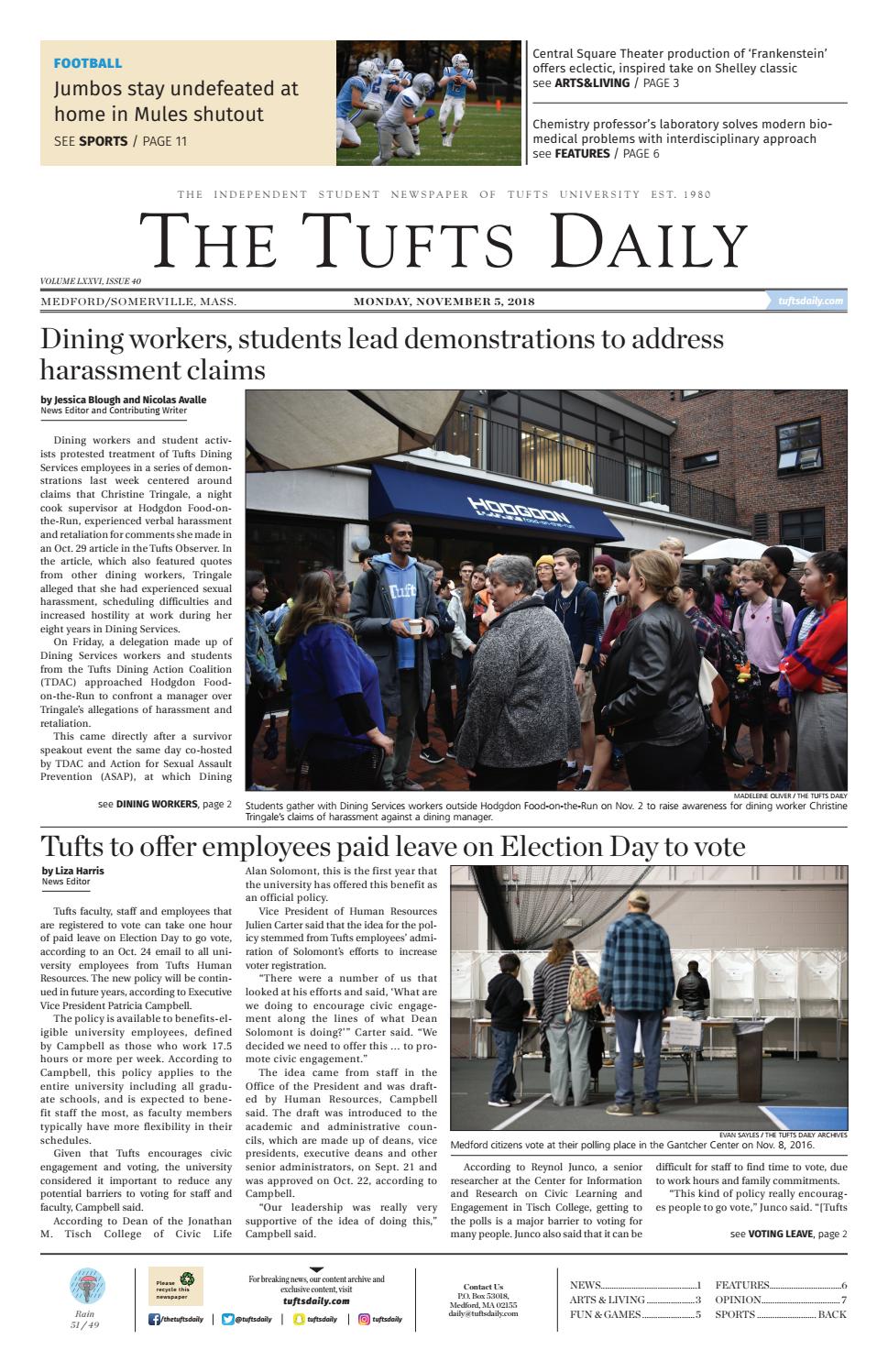 The Tufts Daily - Monday, November 5, 2018 by The Tufts Daily - Issuu