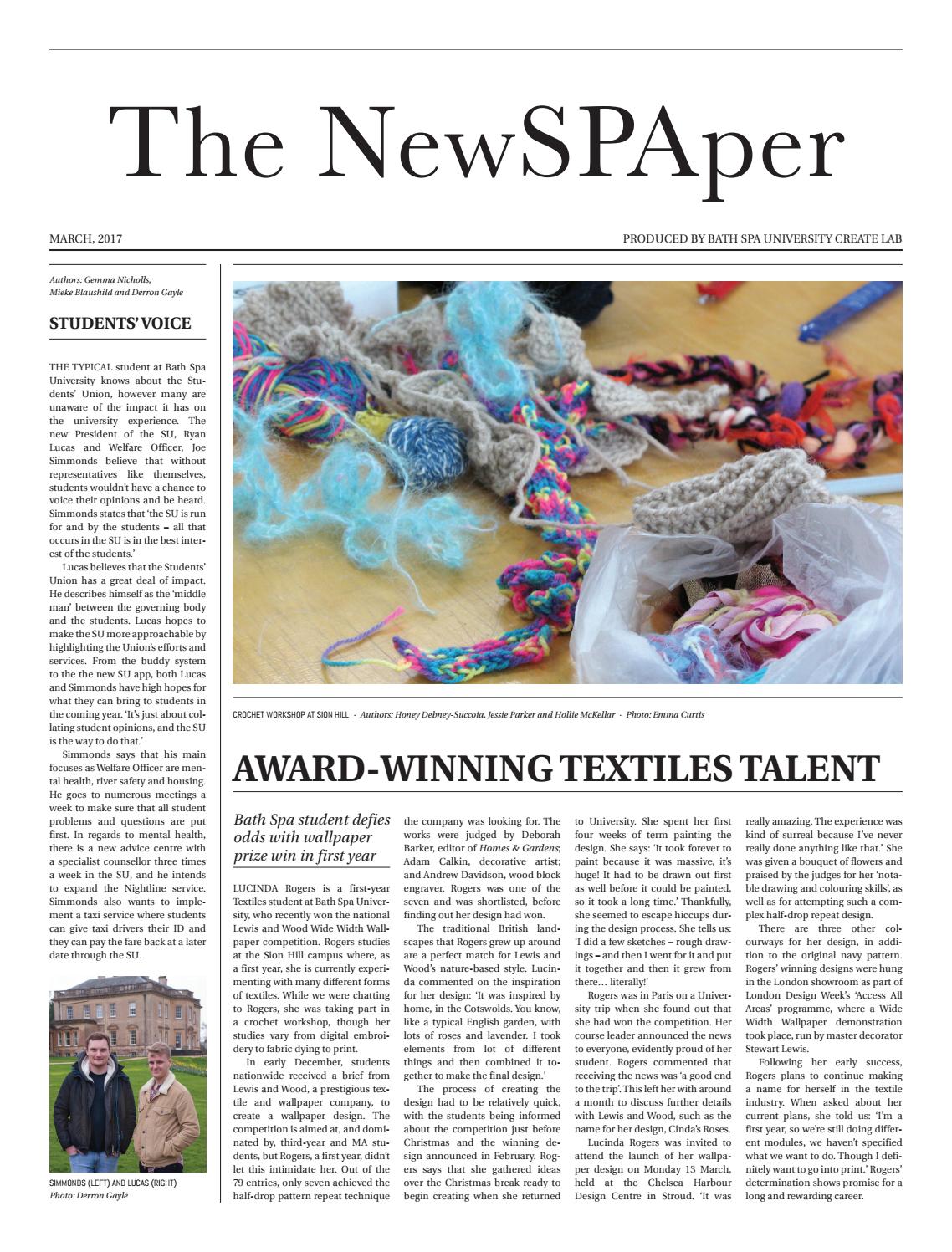 Publishing Create Lab Newspaper – March 2017 by Bath Spa University - Issuu