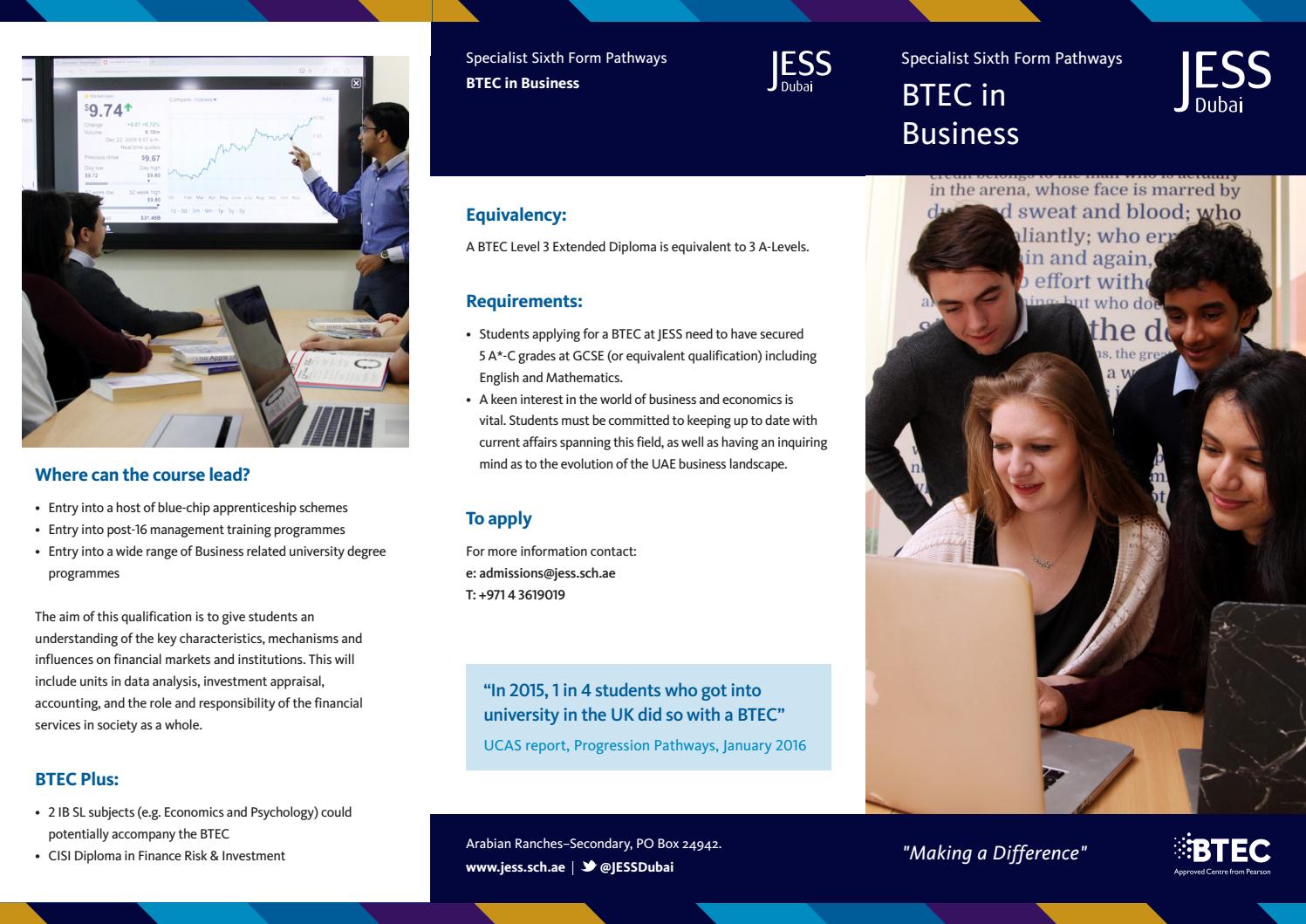 BTEC in Business at JESS Dubai by JESS Dubai - Issuu
