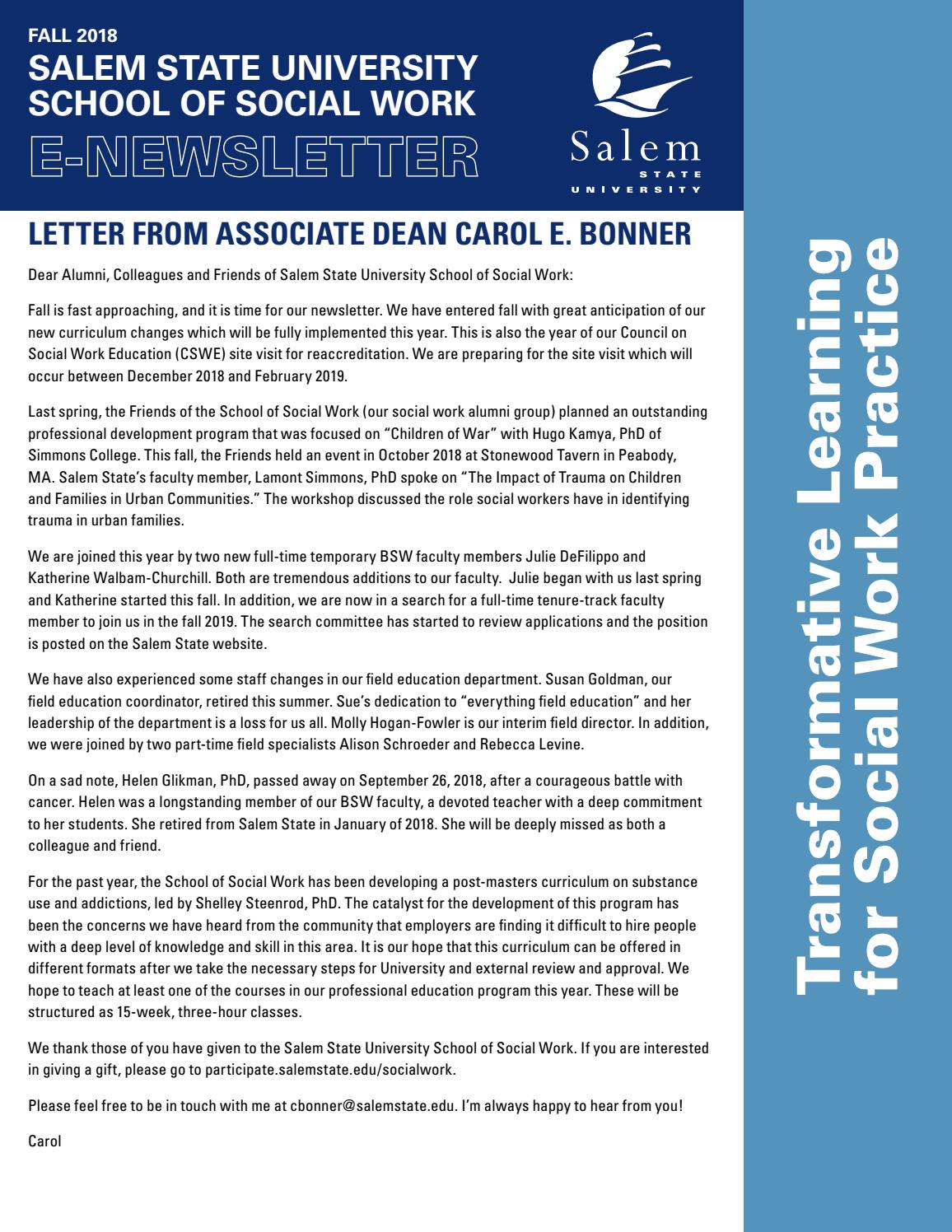School of Social Work E-Newsletter by Salem State University - Issuu