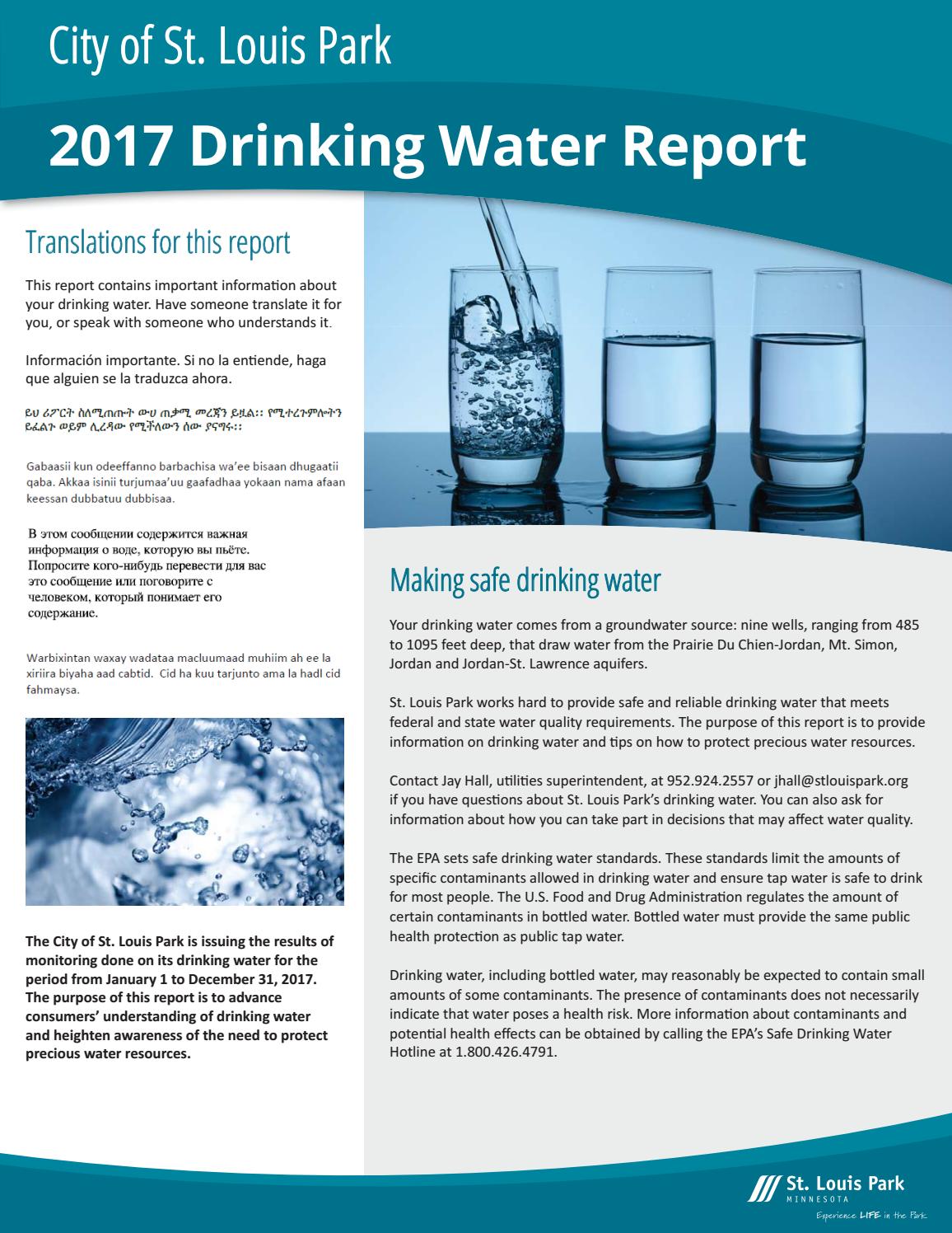 Drinking Water Report - 2017 by City of St. Louis Park - Issuu