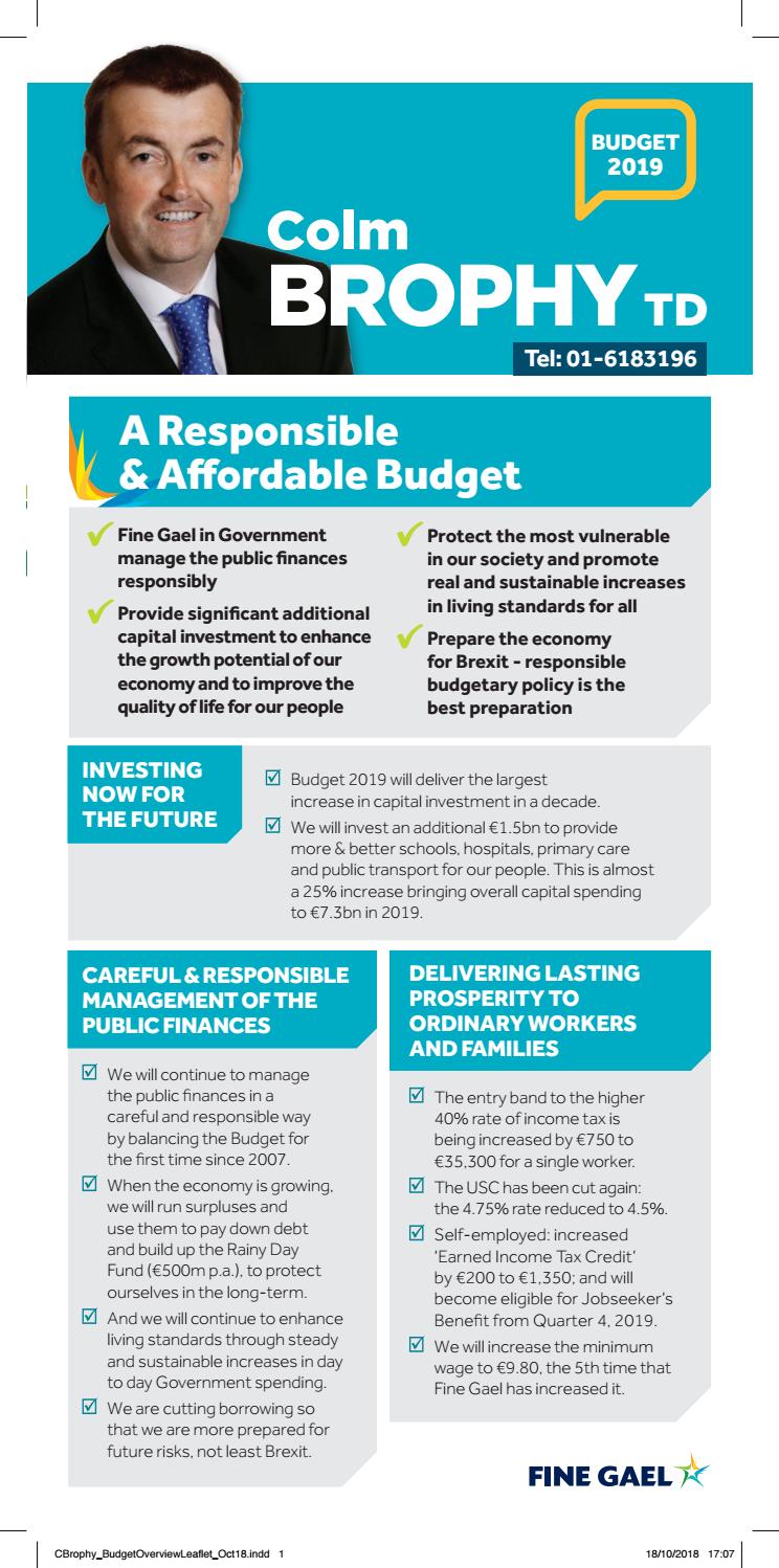 A Responsible and Affordable Budget by Colm Brophy - Issuu