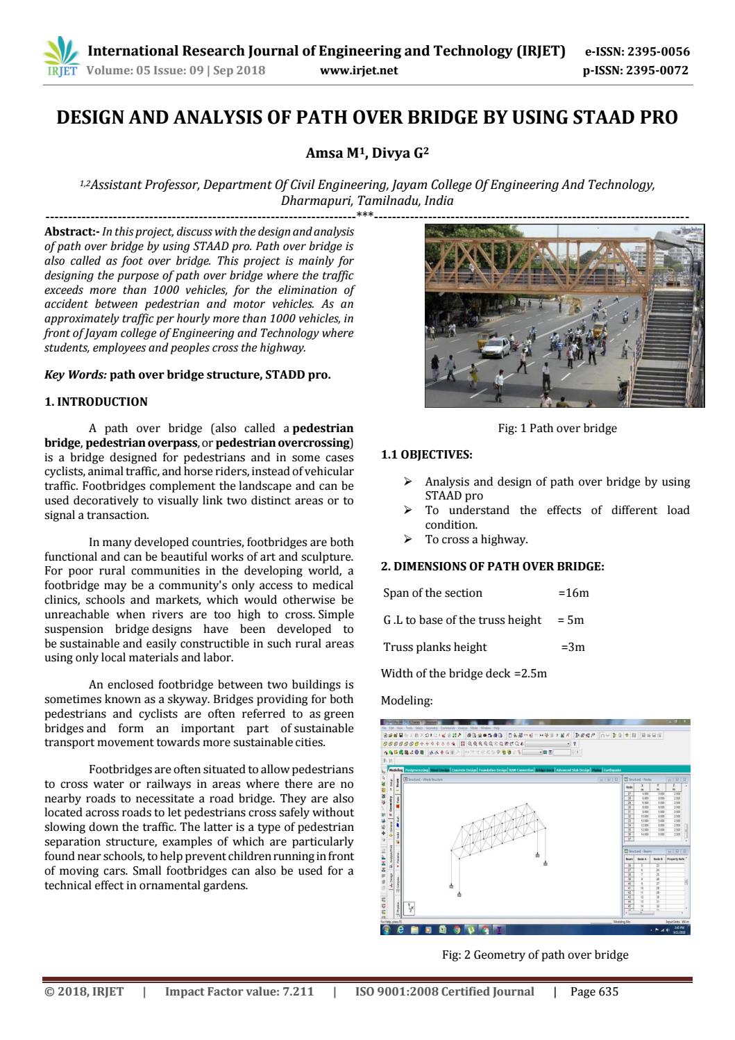 Irjet Design And Analysis Of Path Over Bridge By Using Staad Pro By Irjet Journal Issuu