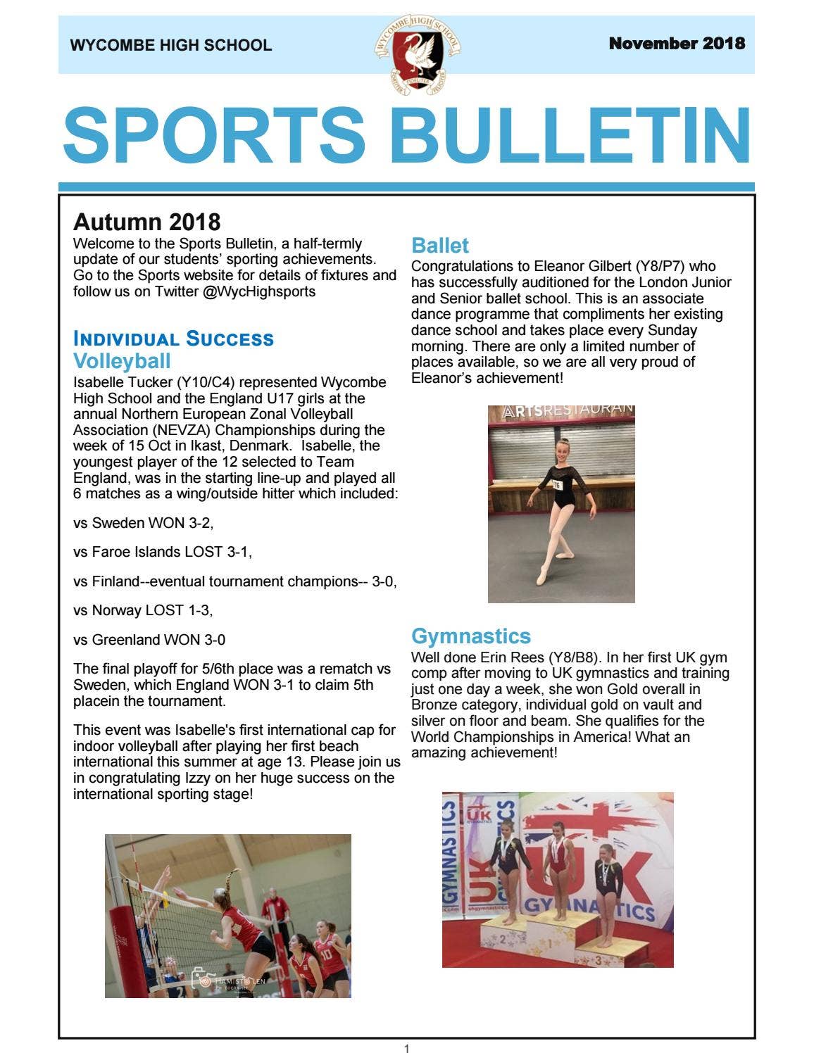 Sports Bulletin October 2019 by Wycombe High School - Issuu