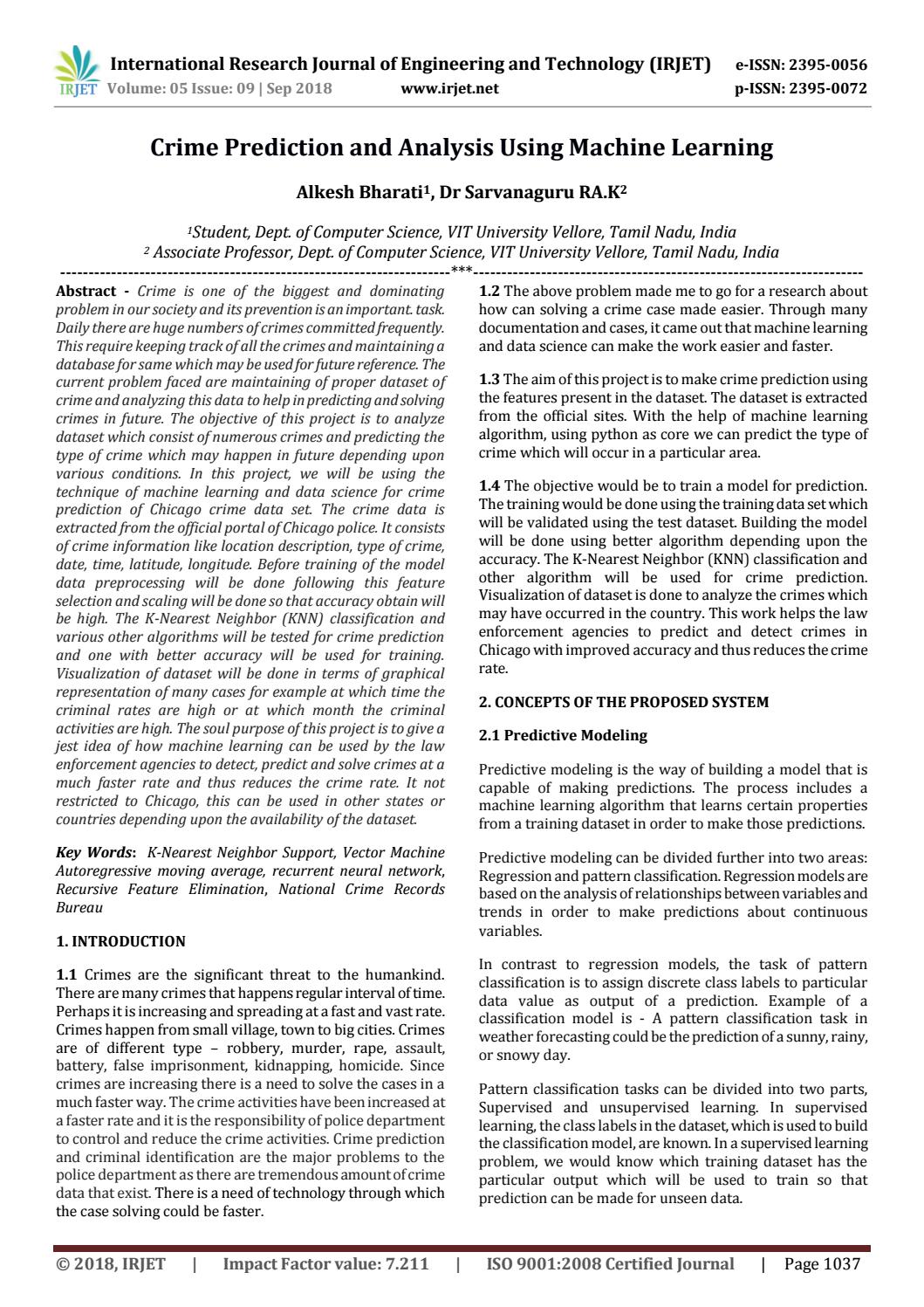 IRJET- Crime Prediction and Analysis using Machine Learning by IRJET ...