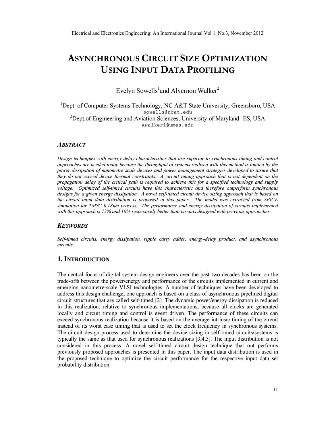 Asynchronous Circuit Size Optimization Using Input Data Profiling by eeeijjournal - Issuu