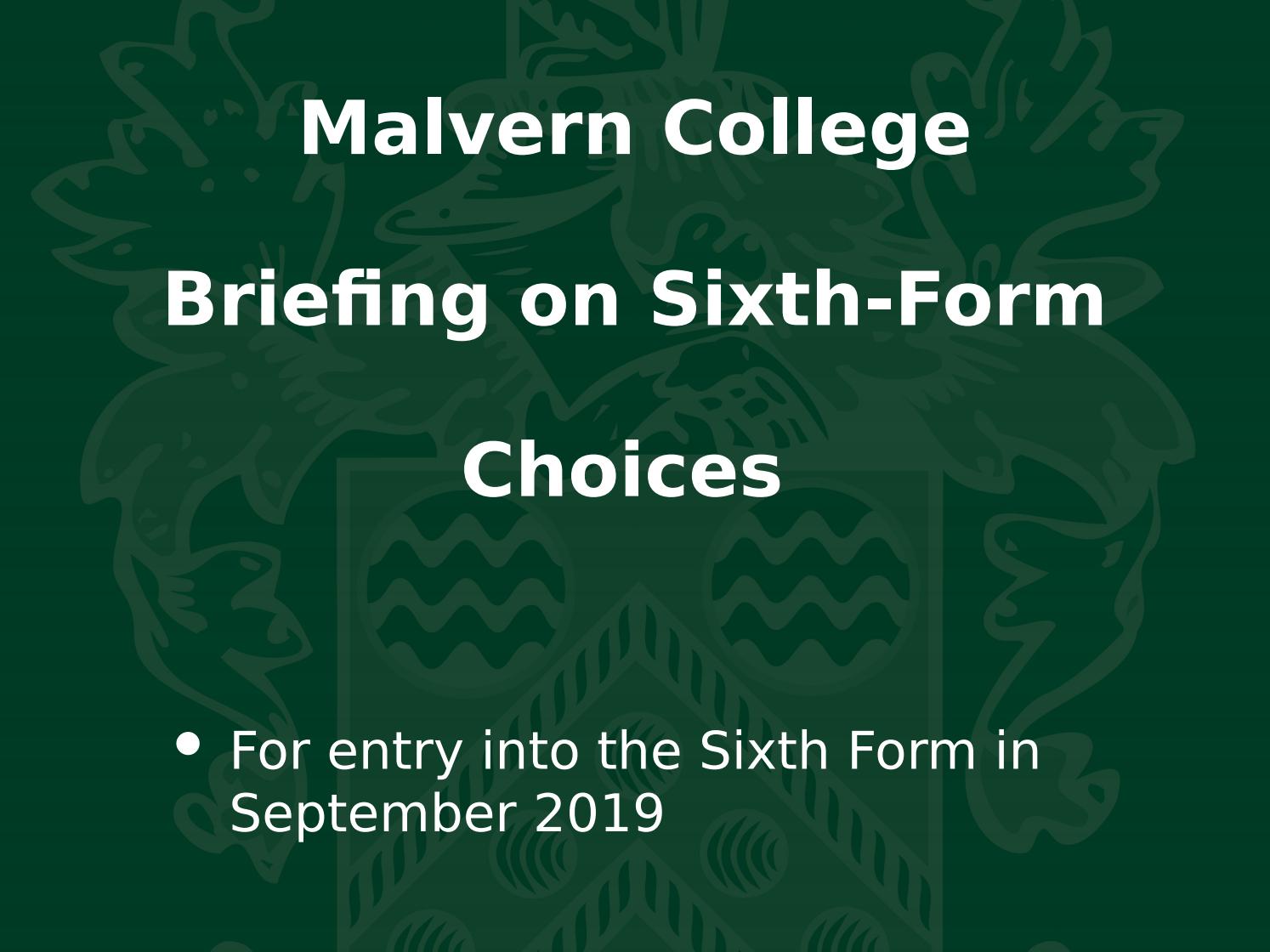 Sixth Form Choices by Malvern College - Issuu