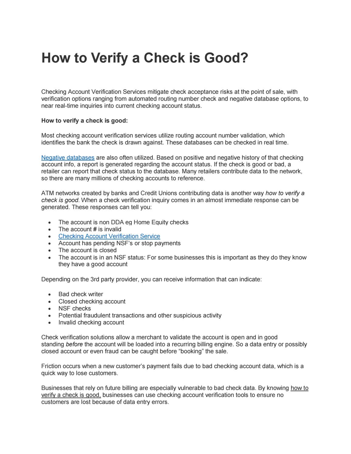 How to Verify a Check is Good by Amelia Kelly - Issuu