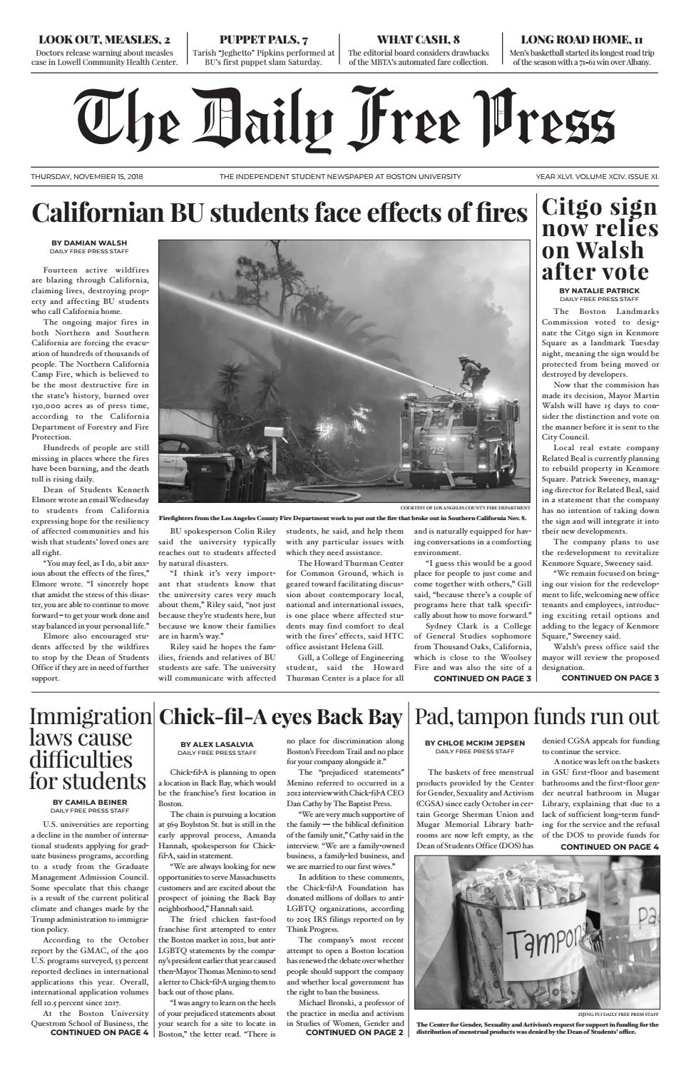 11-15-2018 by The Daily Free Press - Issuu