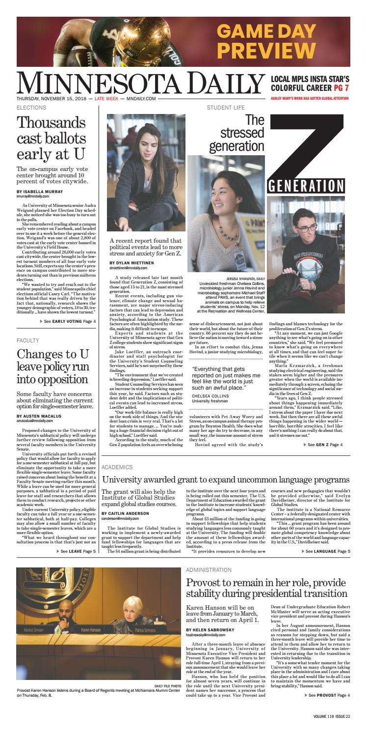 November 15, 2018 by The Minnesota Daily - Issuu