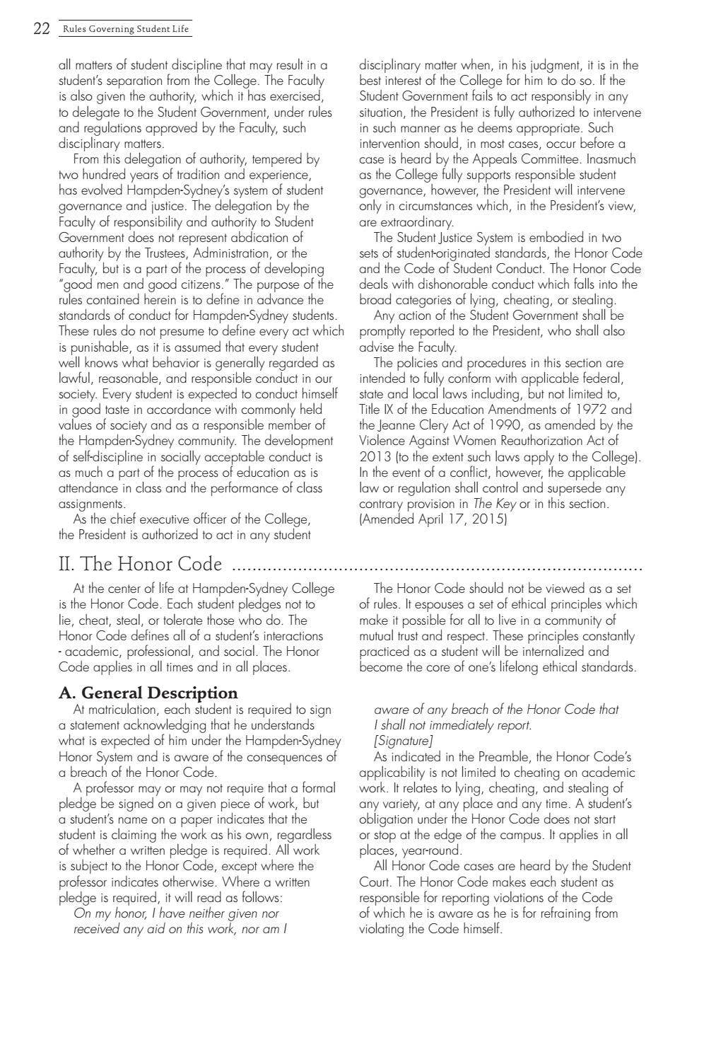 The Key: Student Handbook, 2018 by Hampden-Sydney College - Issuu