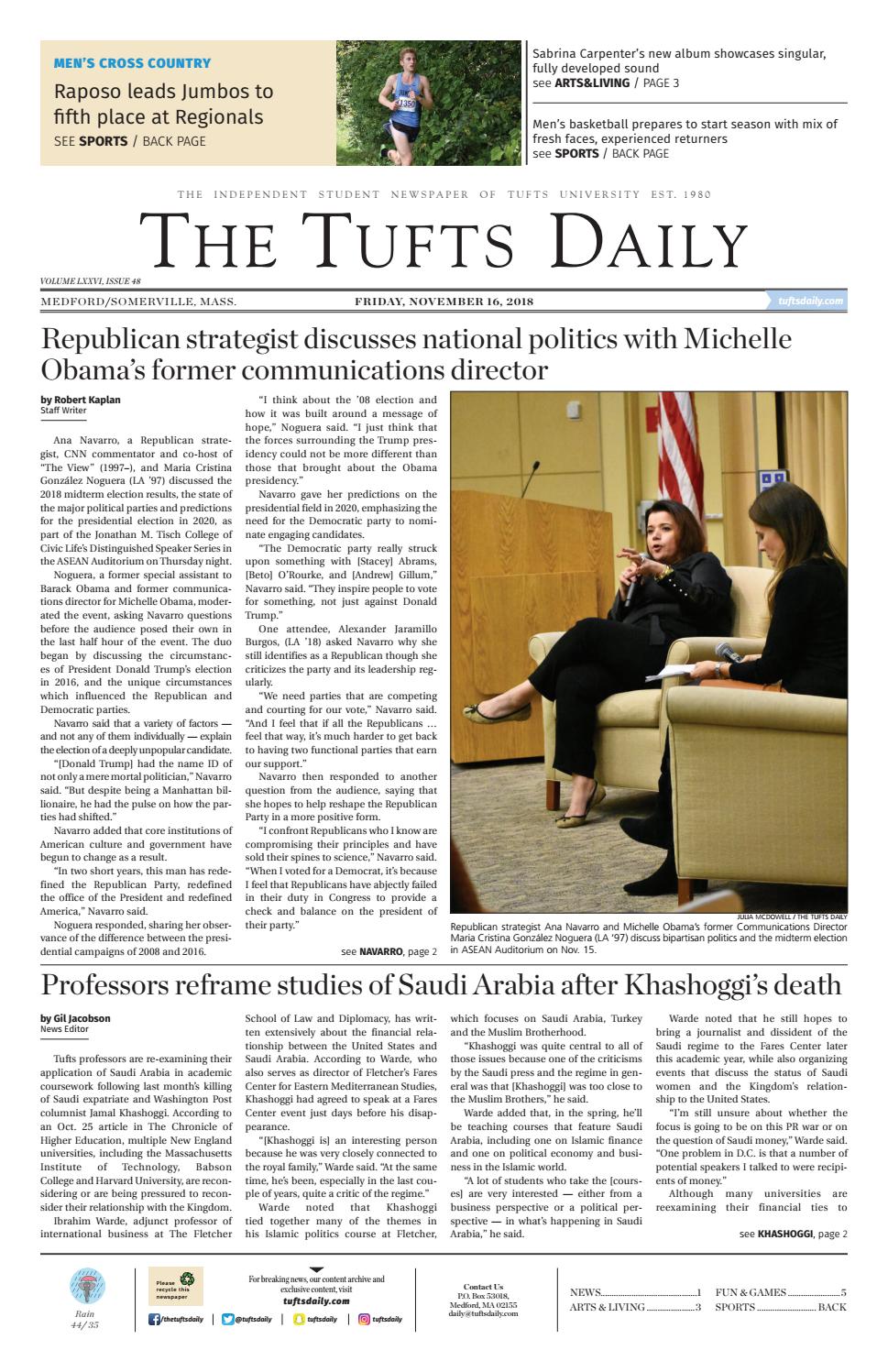 The Tufts Daily - Friday, November 16, 2018 by The Tufts Daily - Issuu