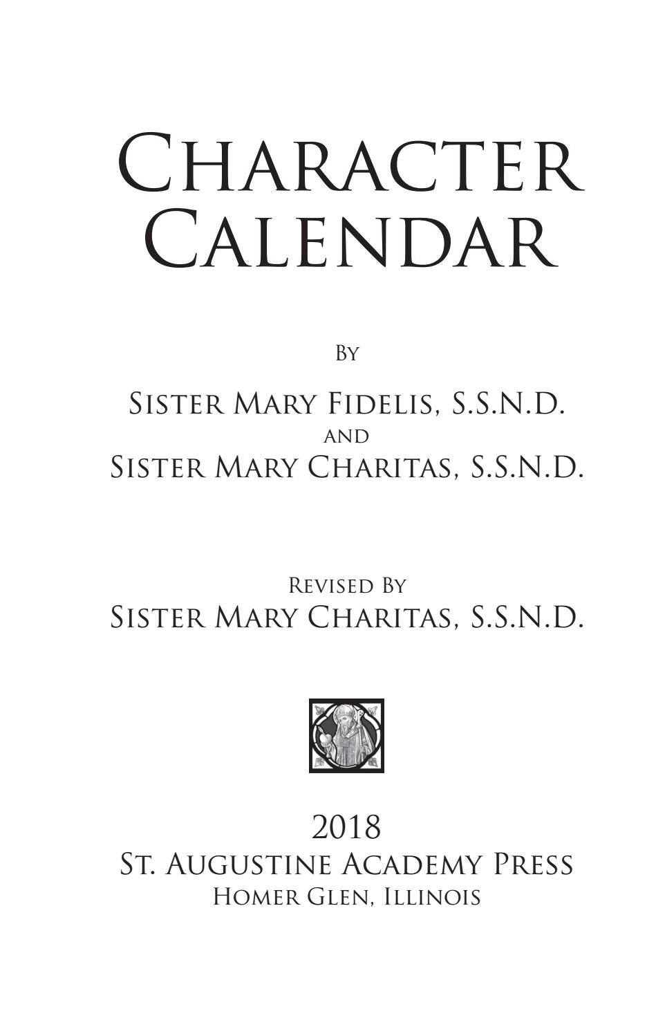 Character Calendar sample pages by St. Augustine Academy Press - Issuu