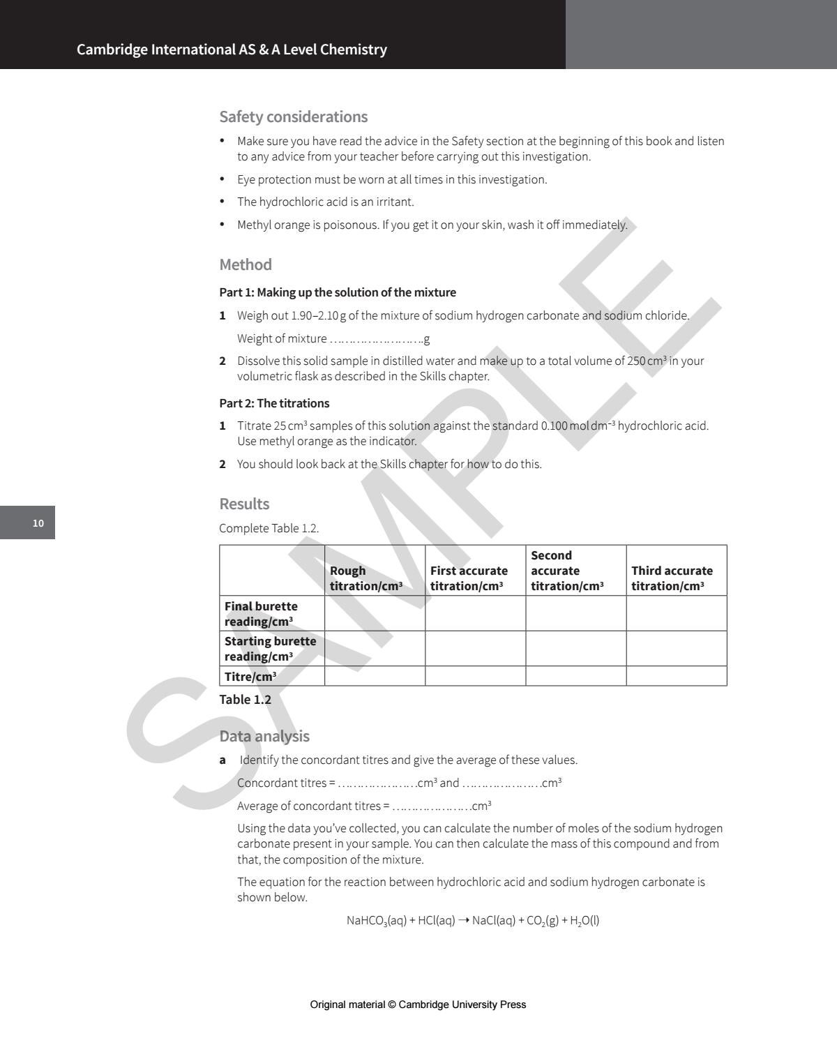 AS A Level Chemistry Practical Workbook by Cambridge International ...