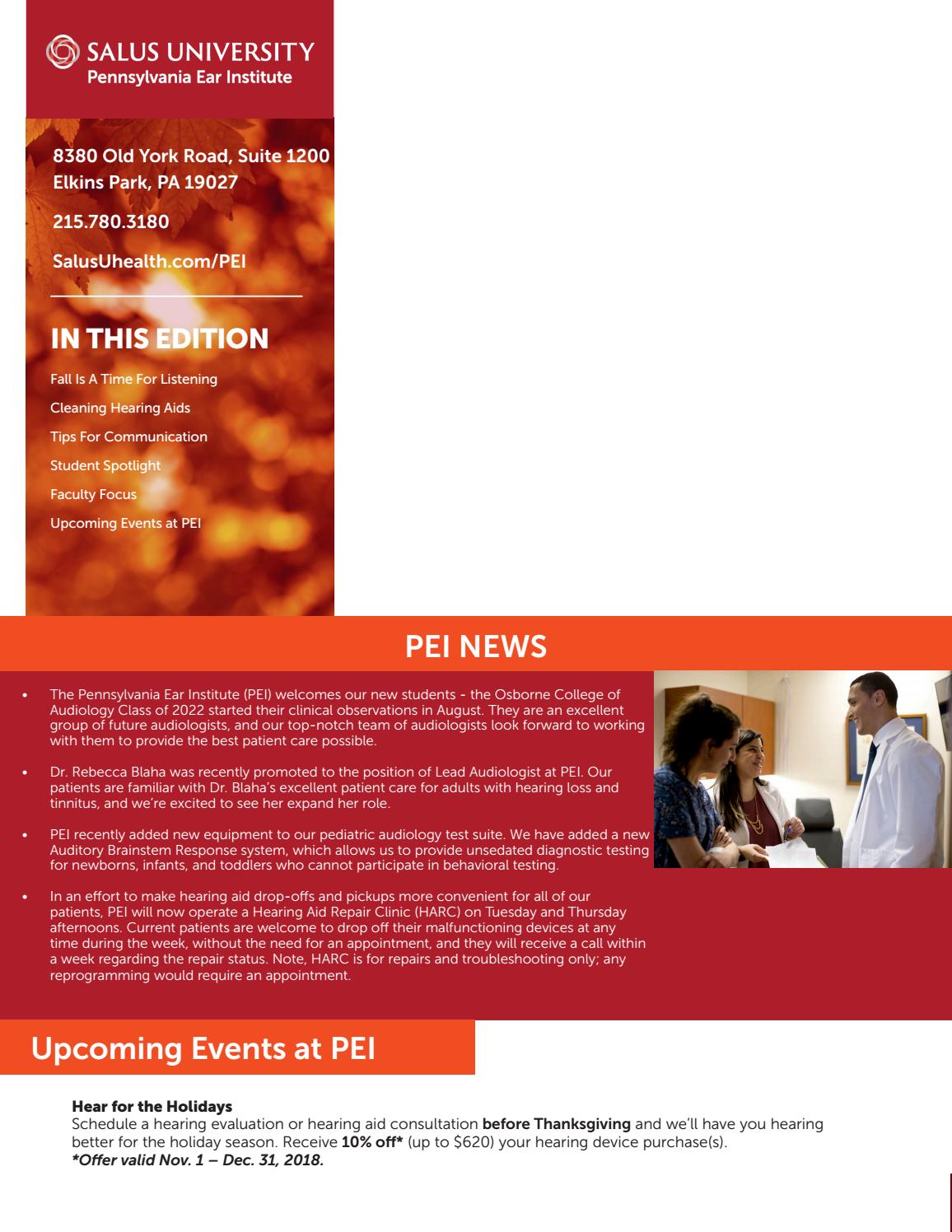 PEI Fall 2018 Newsletter by Salus University - Issuu