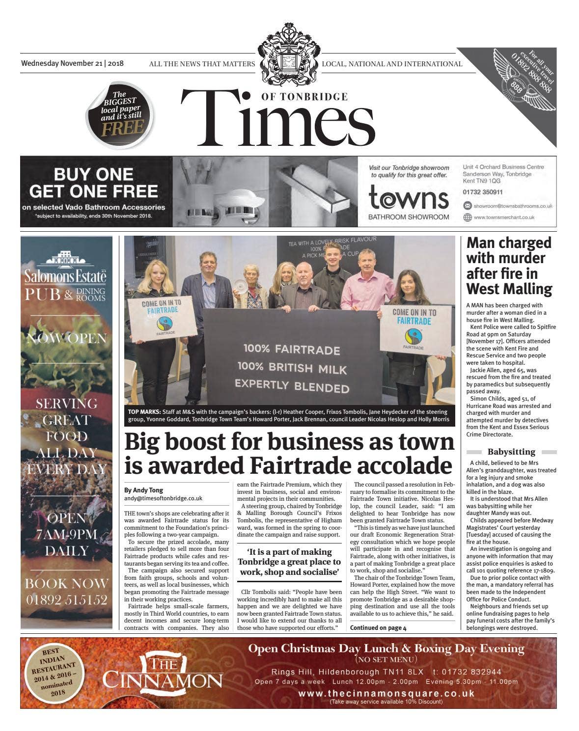 Times of Tonbridge 21st November 2018 by One Media - Issuu