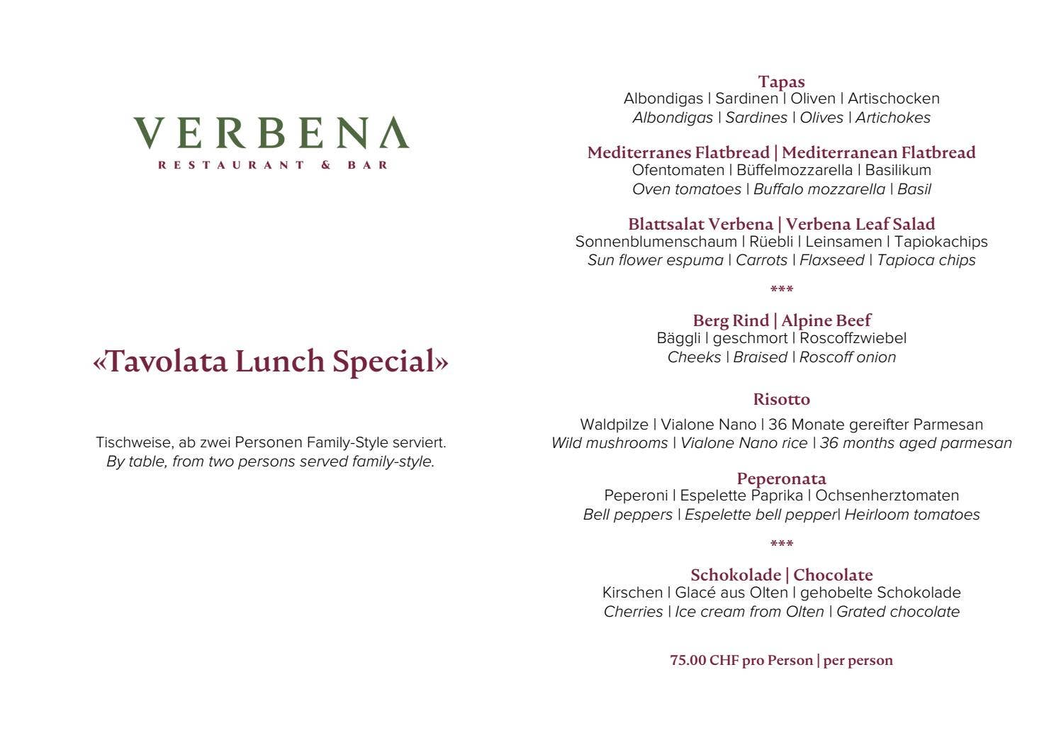 Verbena Special Lunch Menu by Bürgenstock Collection - Issuu