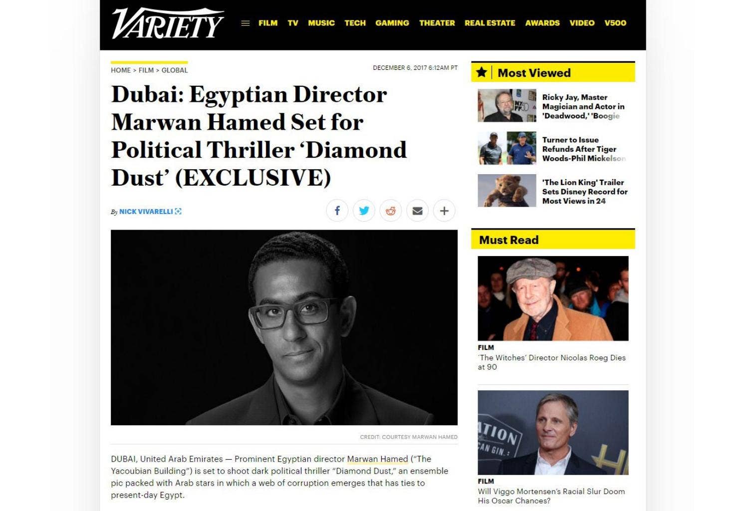 Egyptian Director Marwan Hamed Set for Political Thriller ‘Diamond Dust’ by conclubiltz - Issuu