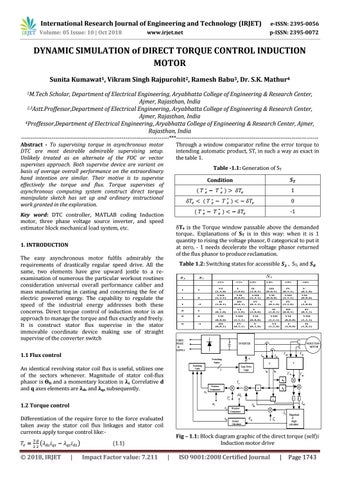 IRJET- Dynamic Simulation of Direct Torque Control Induction Motor by ...