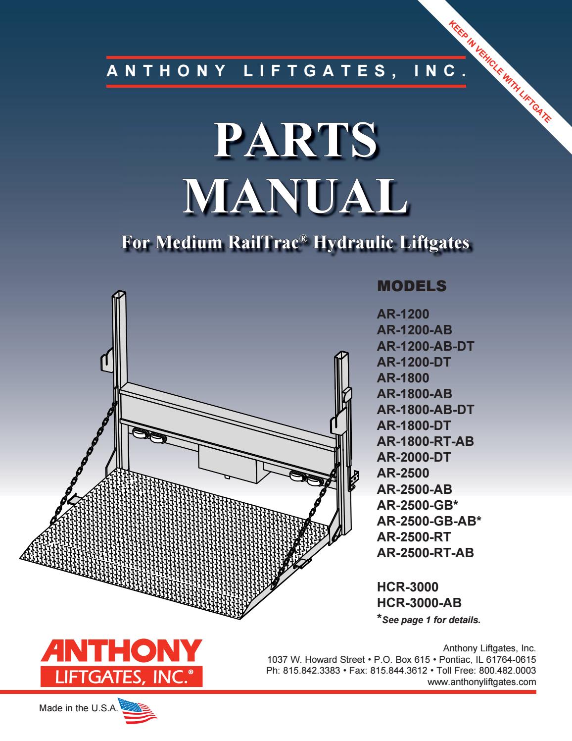 Anthony AR Series Tuckunder Parts Manual by THE Liftgate Parts Co. - Issuu