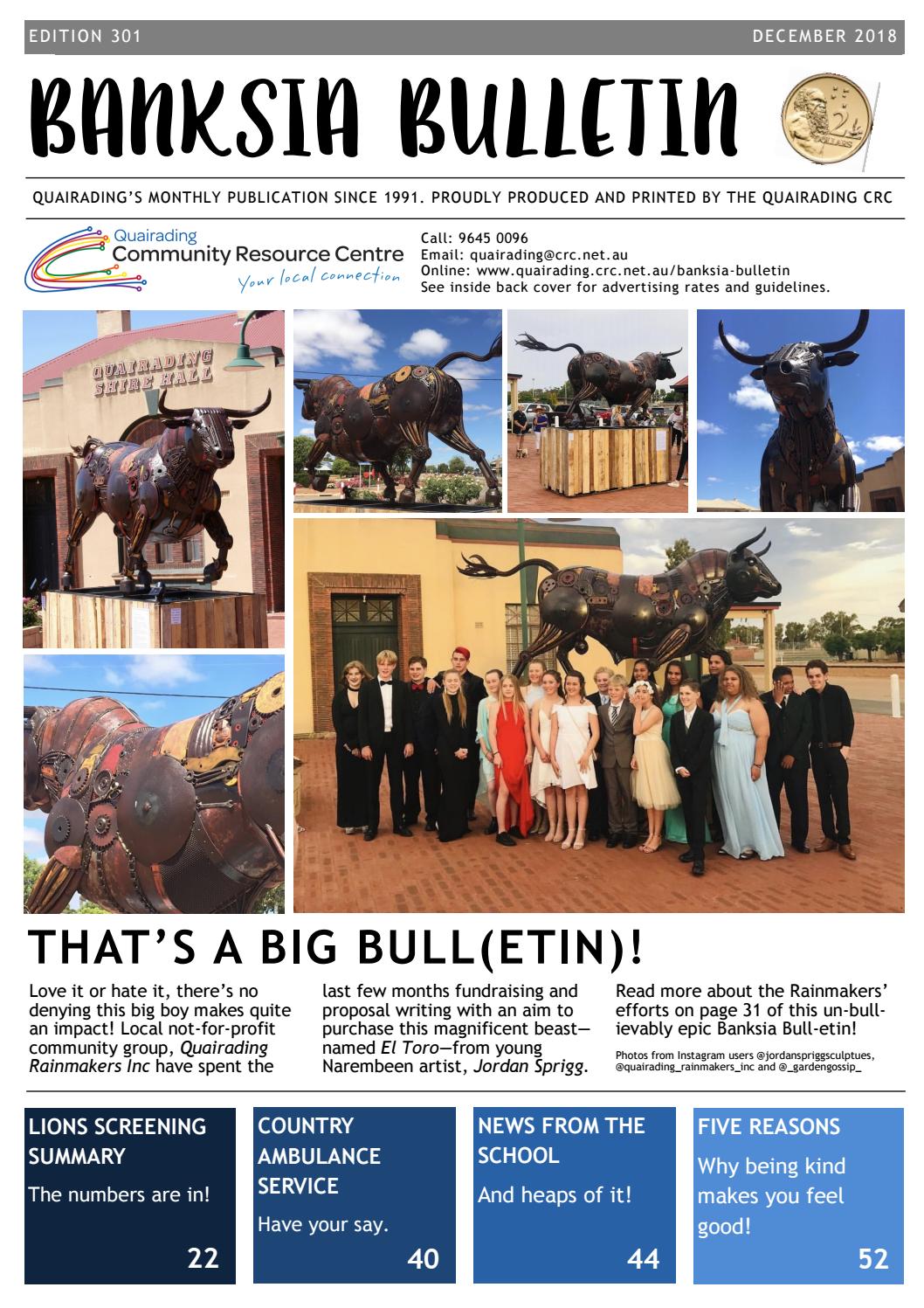 Banksia Bulletin Edition 301 December 2018 by QuairadingCRC - Issuu