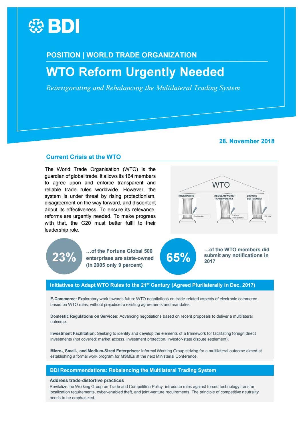 WTO Reform Urgently Needed by Bundesverband der Deutschen Industrie e.V ...