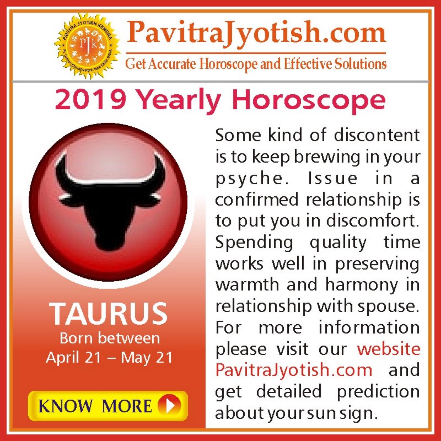 2019 Taurus Yearly Horoscope Predictions by Pavitra Jyotish Kendra - Issuu